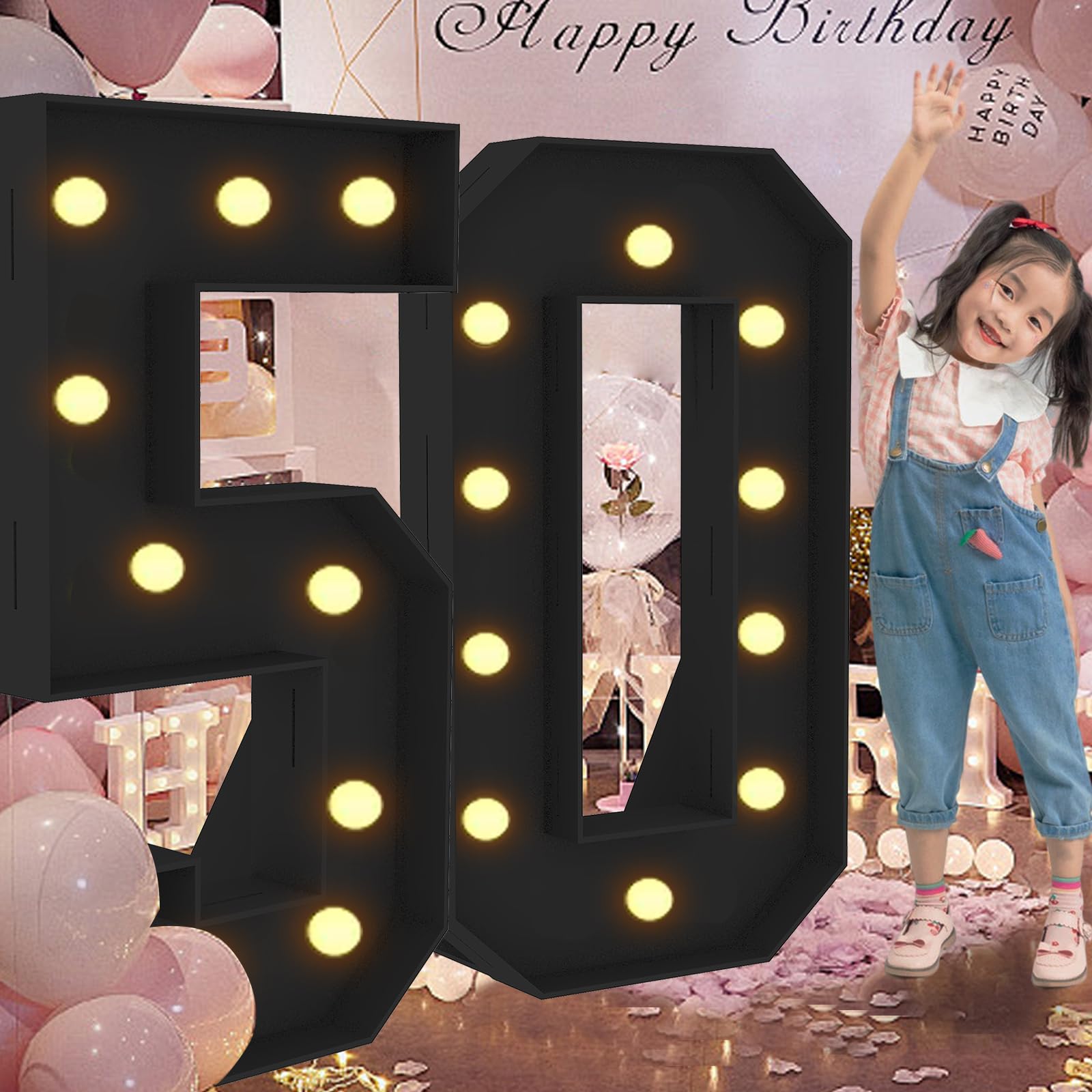 Amazon.com: 4FT Black Large Marquee Light up Numbers 50.Light up ...