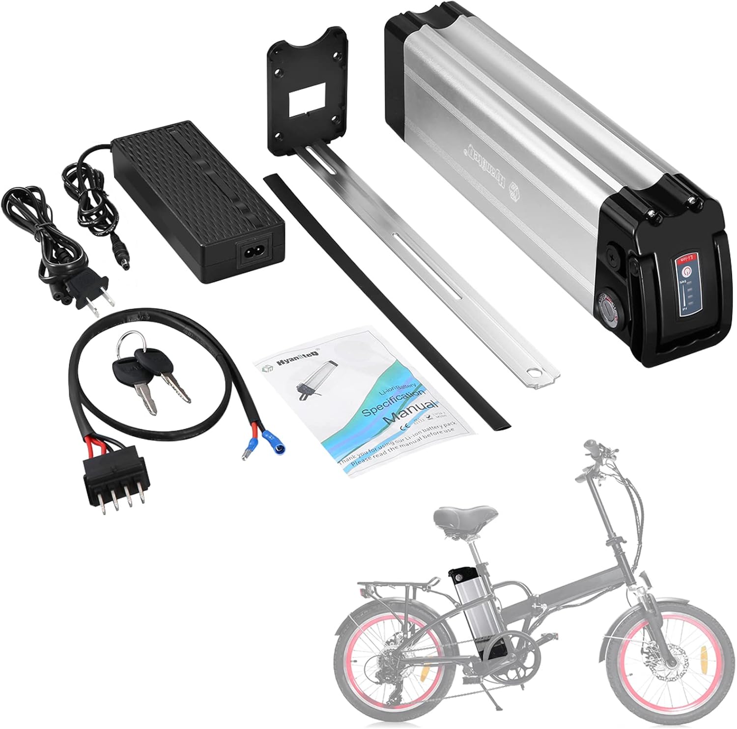 Amazon.com : 630Wh Rechargeable Bicycle Battery, 36V 17.5Ah Portable ...