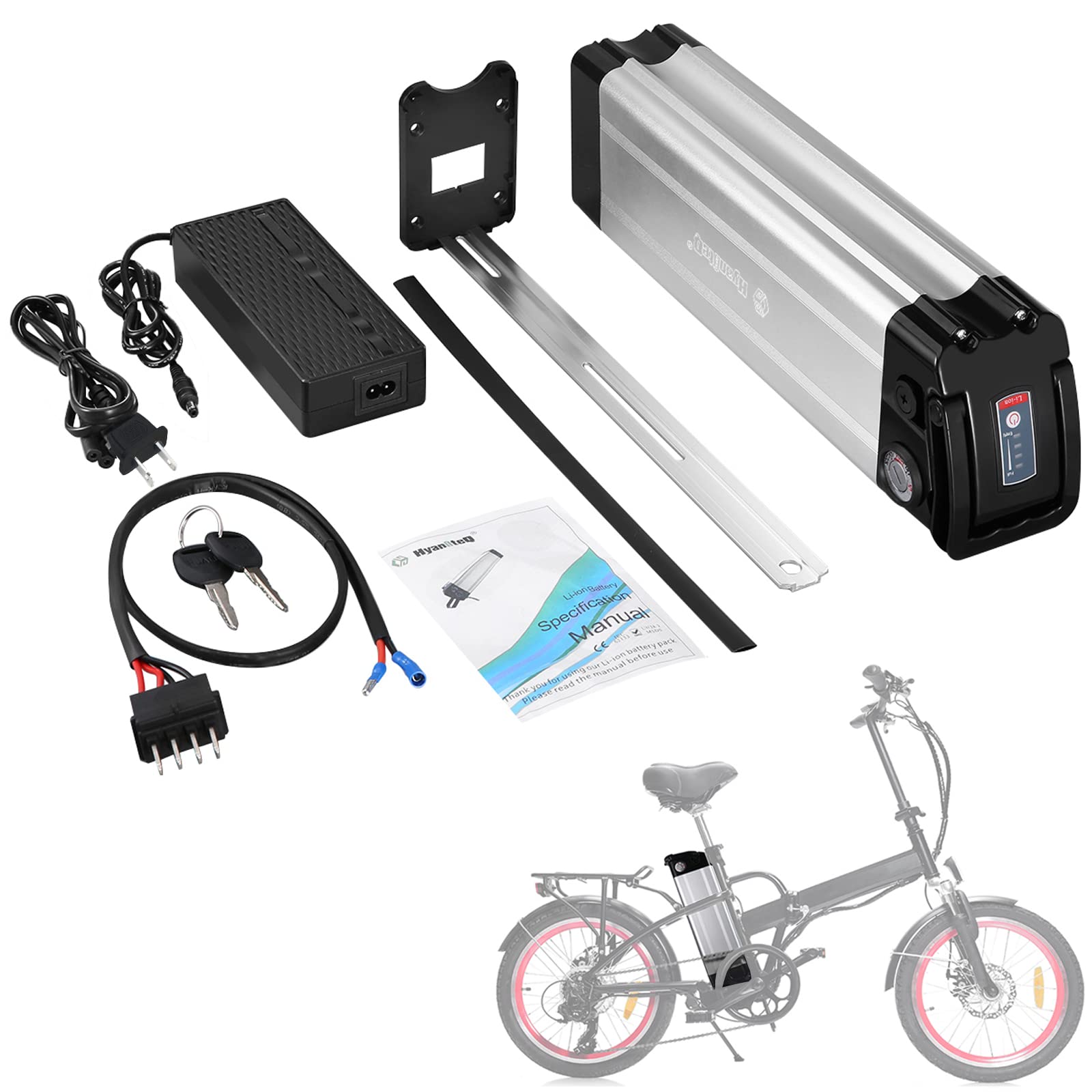 Amazon.com : 630Wh Rechargeable Bicycle Battery, 36V 17.5Ah Portable ...