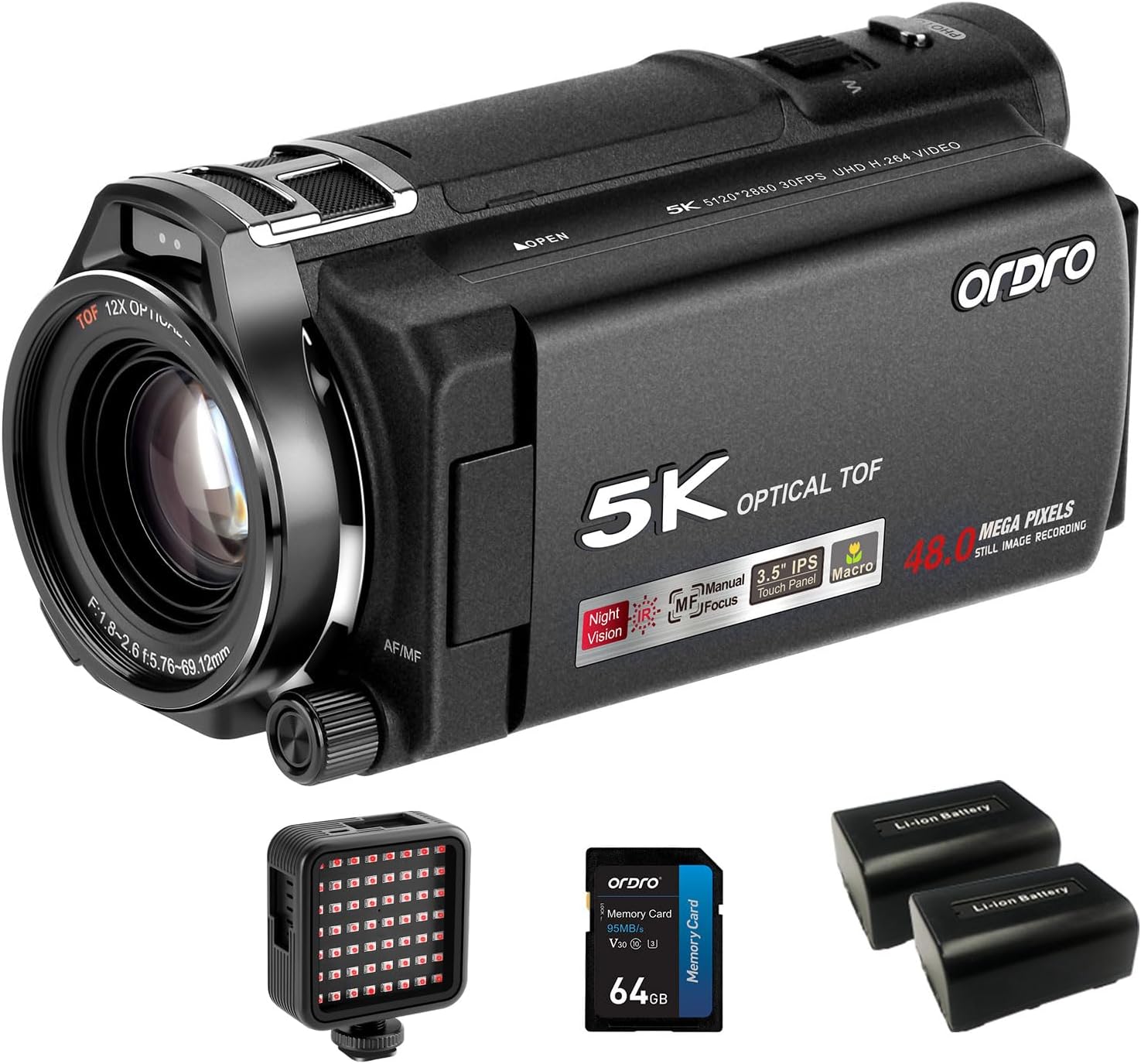 Amazon.com : ORDRO 5K Video Camera XV80 Camcorder 48MP WiFi IR Night ...