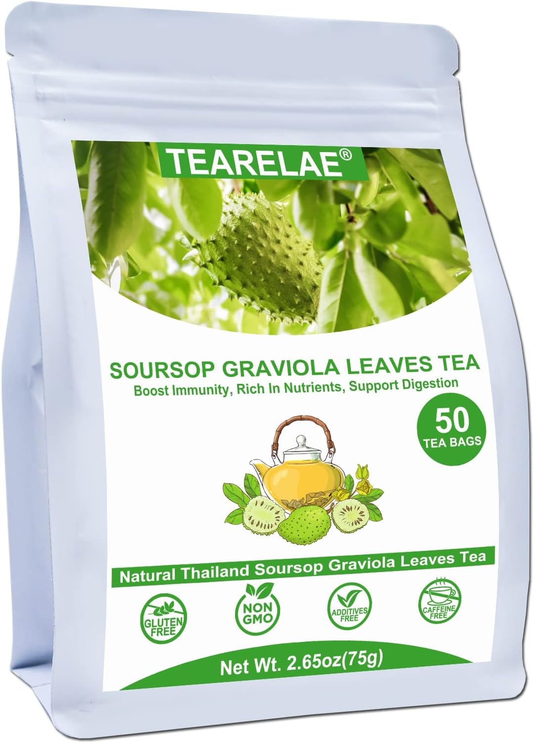 TEARELAE - Soursop Leaves Tea - 3g x 50 Count - 100% Pure Soursop ...