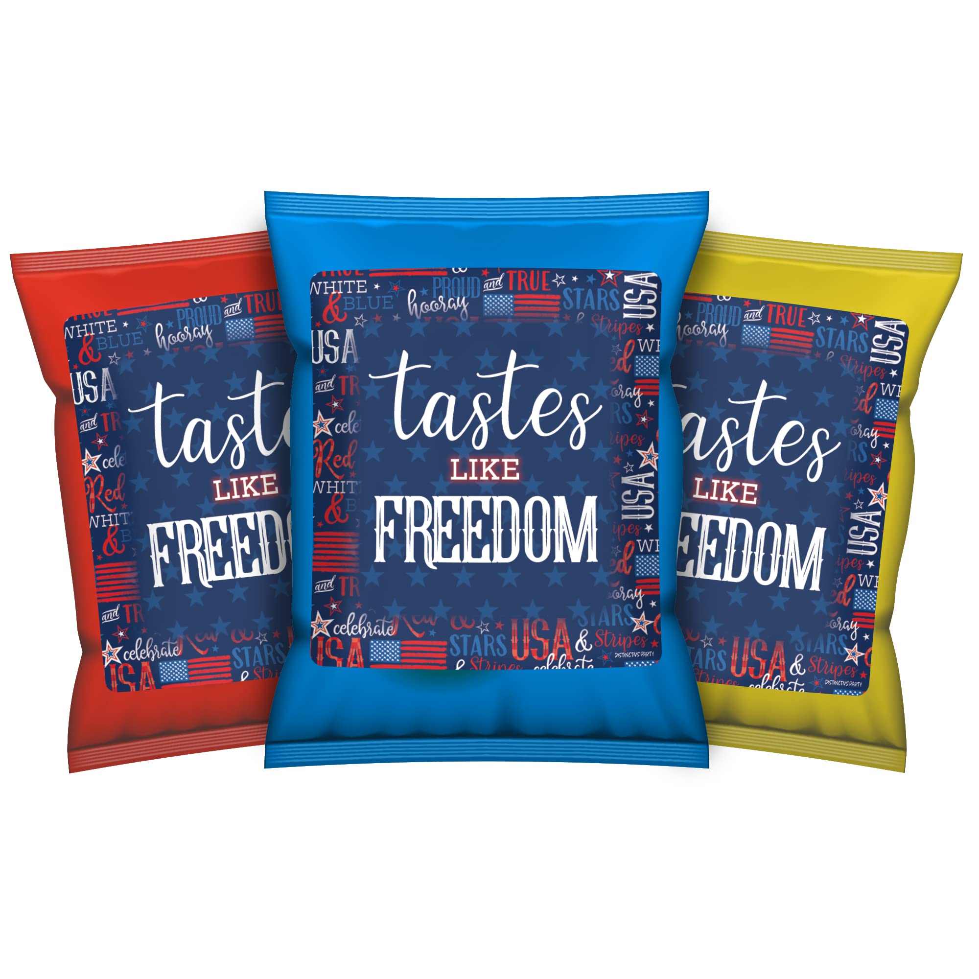 Amazon.com: Patriotic Chip Bag Stickers - Red White and Blue USA Themed ...