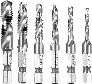 Qibaok 6pcs Combo Tap Drill 1/4-inch HSS M3-M10 Screw, Hex Shank, Drill ...