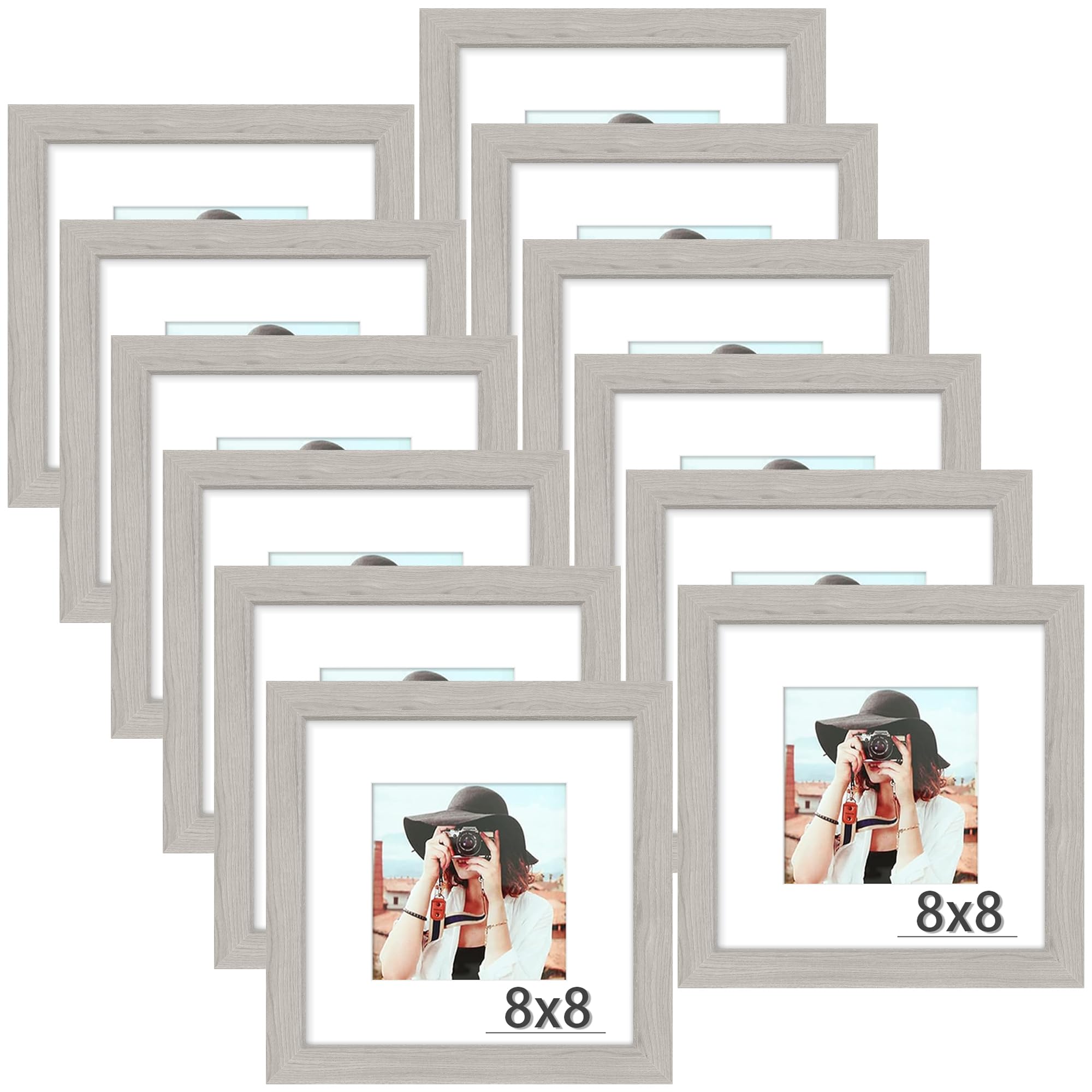 Amazon.com - Picrit 8x8 Picture Frame Set of 12, Display 5x5 with Mat ...