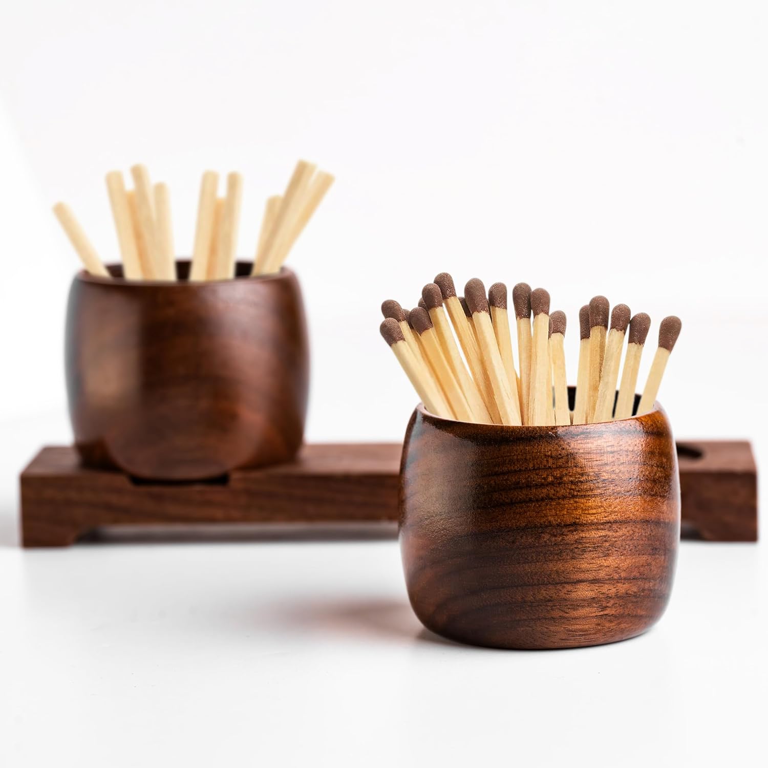 Amazon.com: Dari Natural Walnut Wood Match Holder with Striker ...