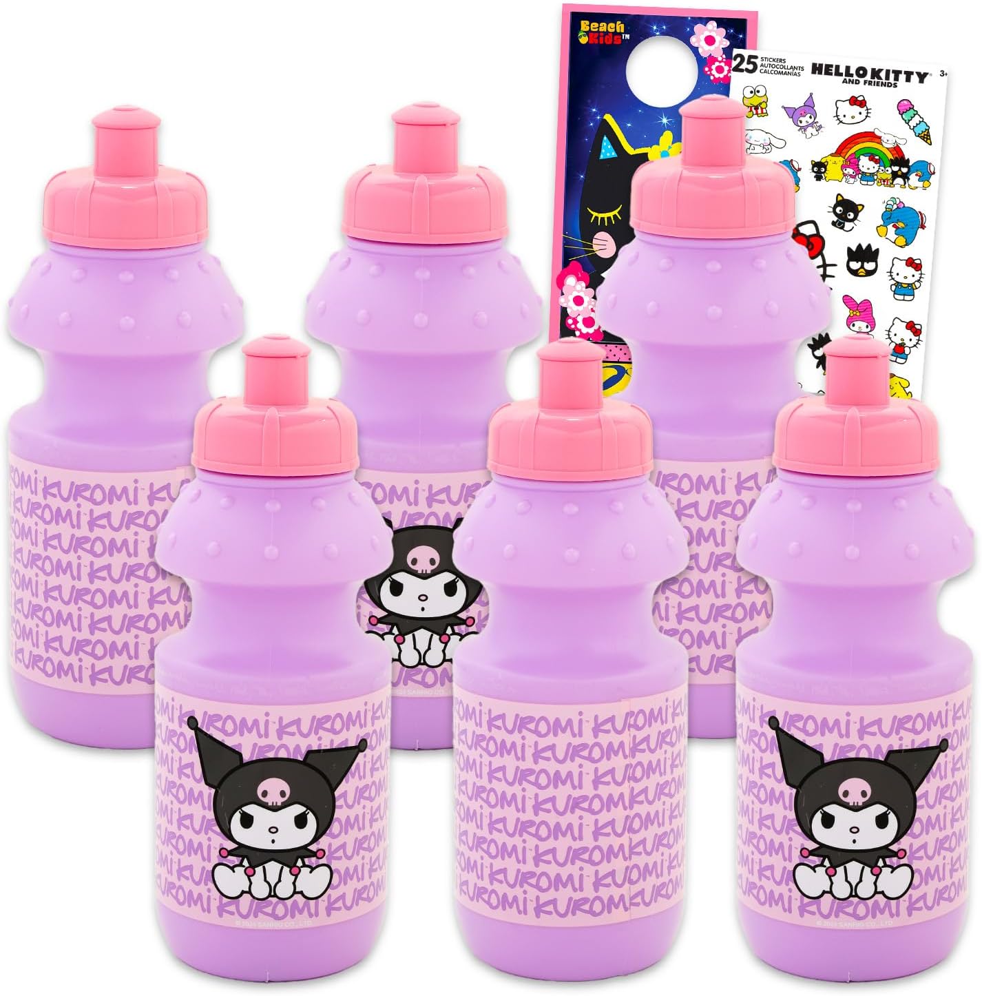 Amazon.com: SANRIO Kuromi Kids 11.8 Oz Reusable Water Bottles Party ...