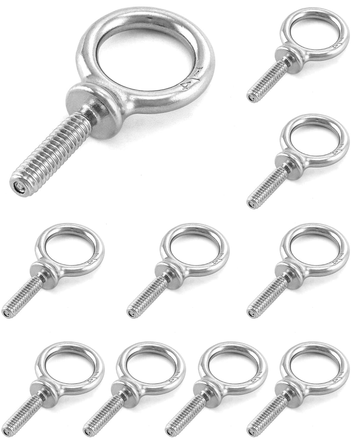 QWORK Eye Bolt, 10 Pack 1/4" - 20 x 1" Marine Grade Stainless Steel ...
