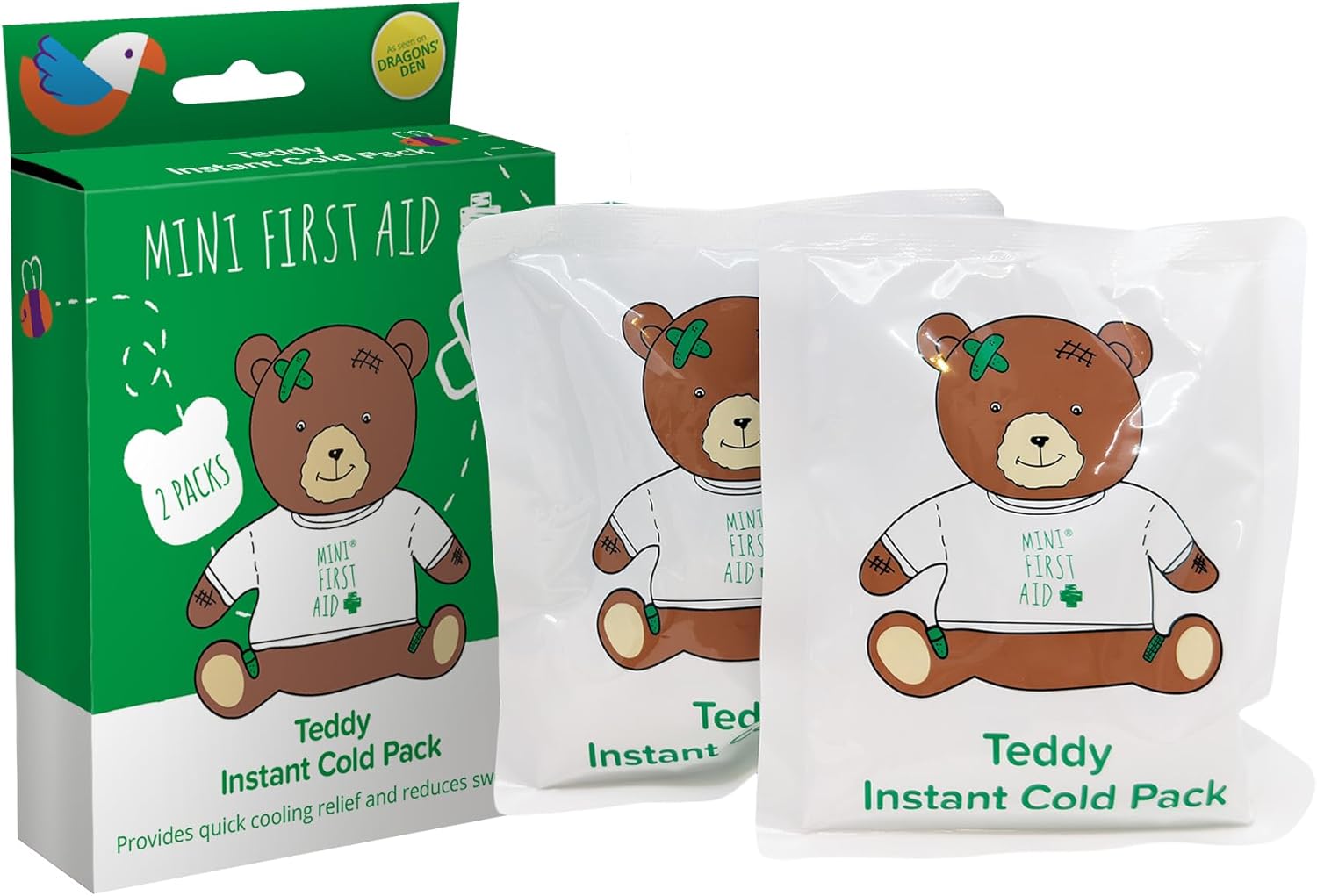 Mini First Aid Teddy Instant Cold Ice Pack - No Freezer Needed, Travel ...