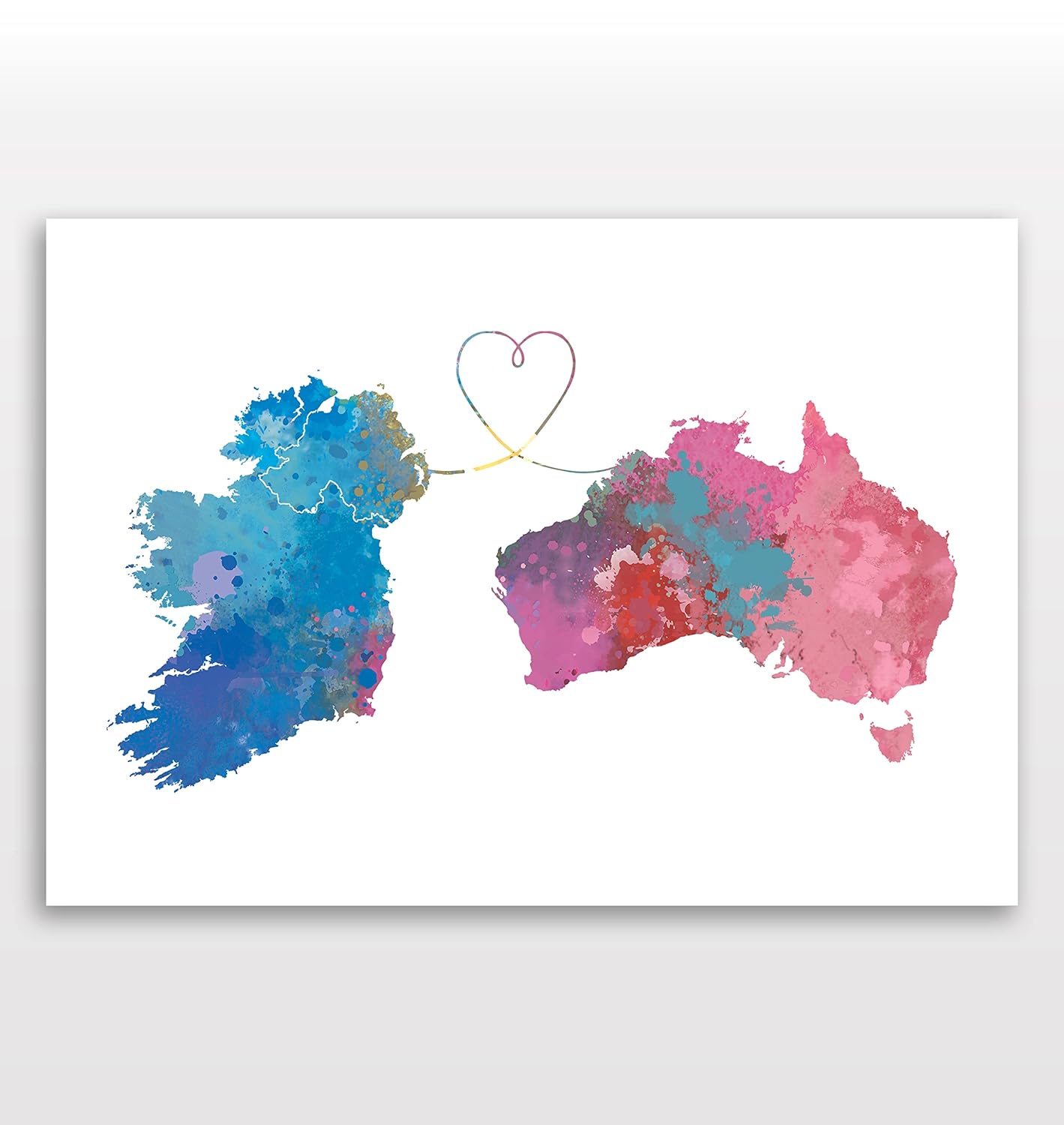 Ireland to Australia - Map Print - Travel Art Poster - Available in 4 ...