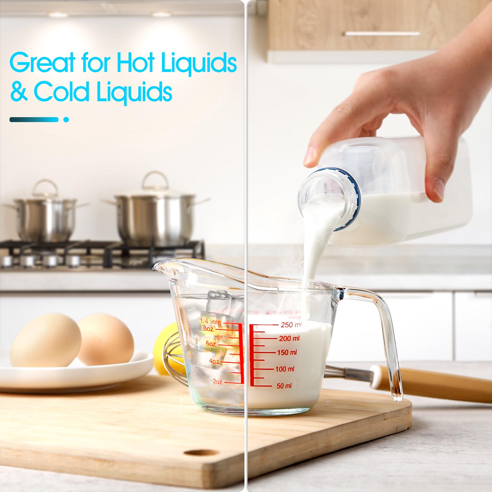 Snapklik.com : 8oz (1-Cup) Glass Measuring Cup, Heighten Spout For Easy ...