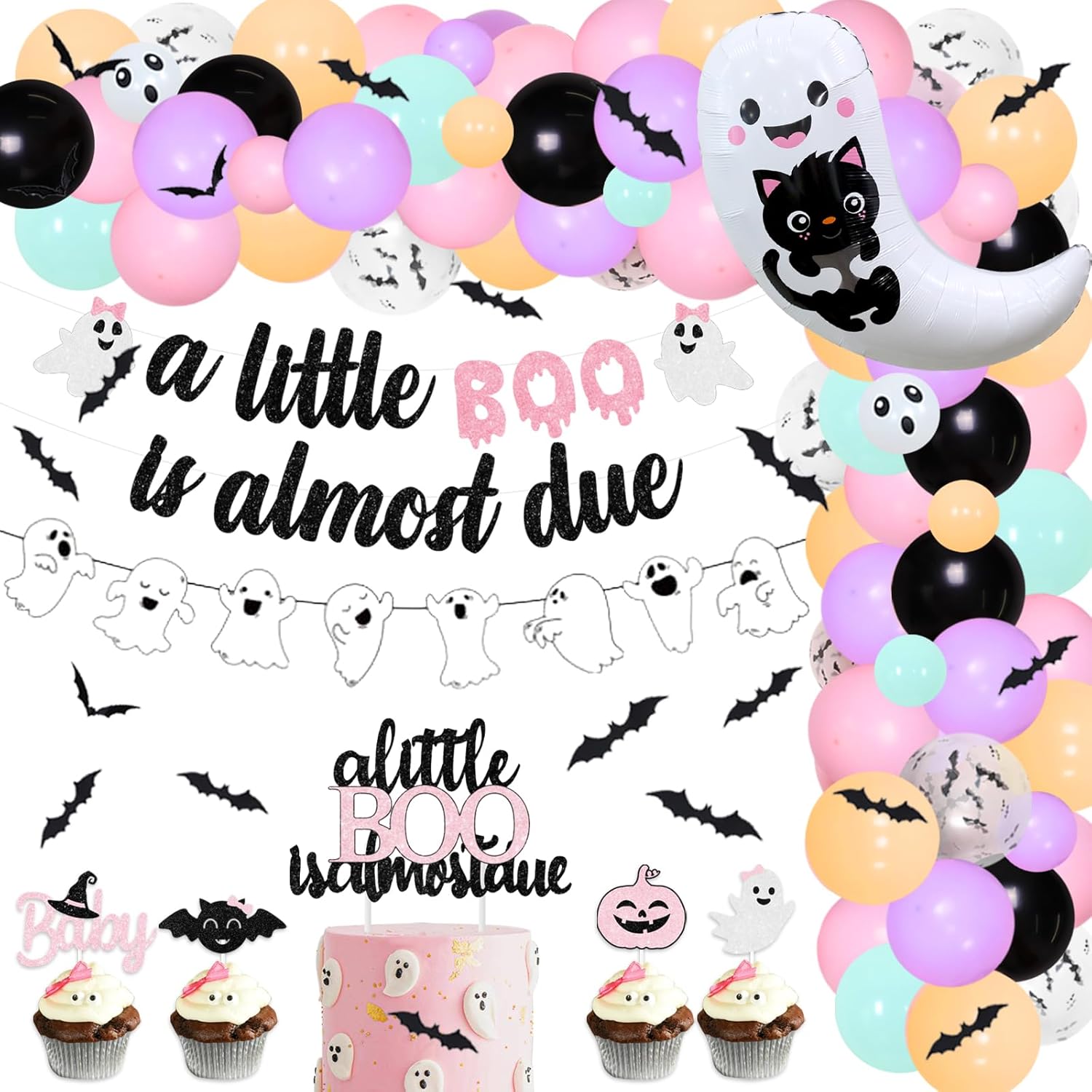 Amazon.com: Halloween Baby Shower Decorations for Girl, Little Boo Baby ...