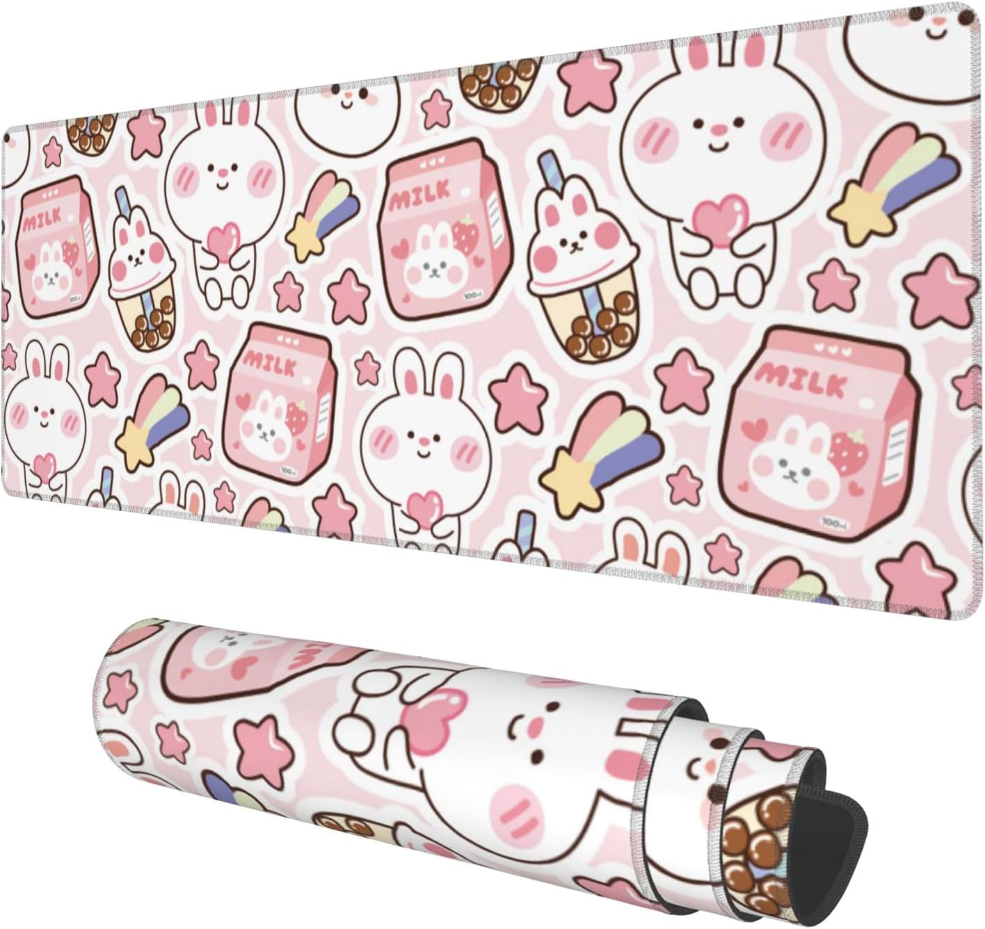 Amazon.com: Desk Mat, Pink Kawaii Rabbit Extended Gaming Mouse Pad ...