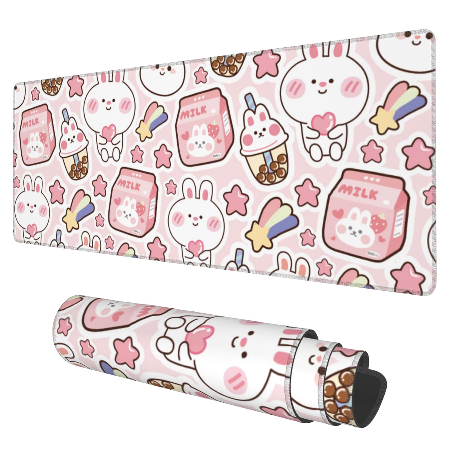 Amazon.com: Desk Mat, Pink Kawaii Rabbit Extended Gaming Mouse Pad ...