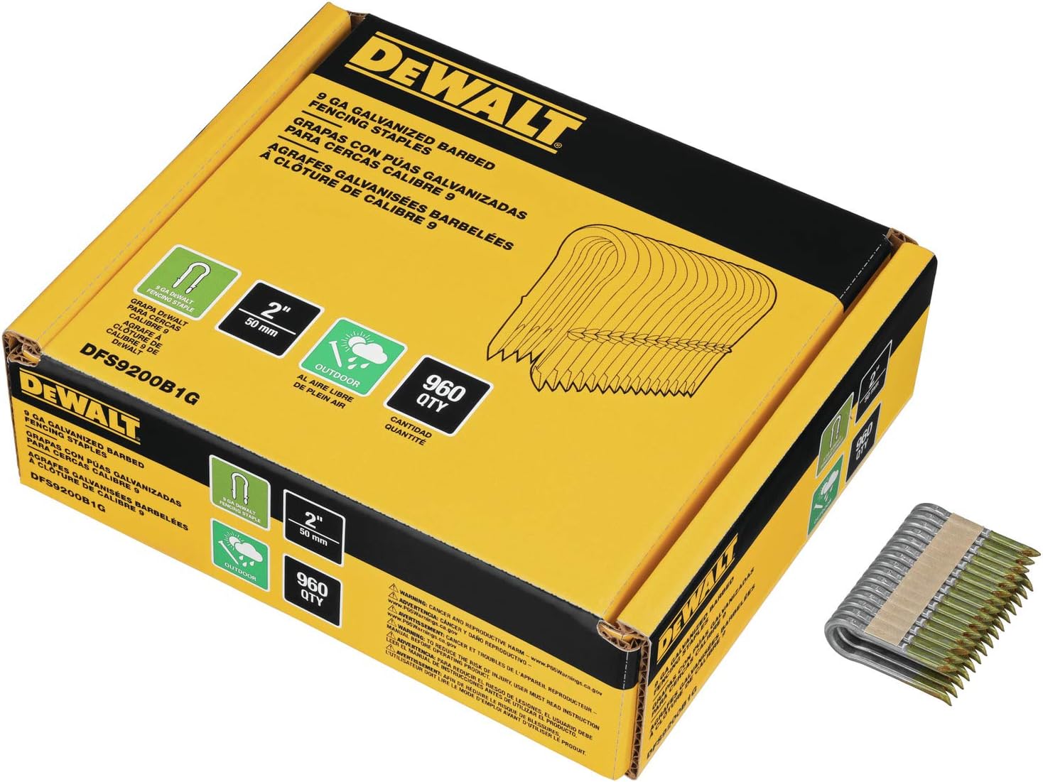 DEWALT DFS9200B1G 2" 9 GA Galvanized Barbed Fencing Staples