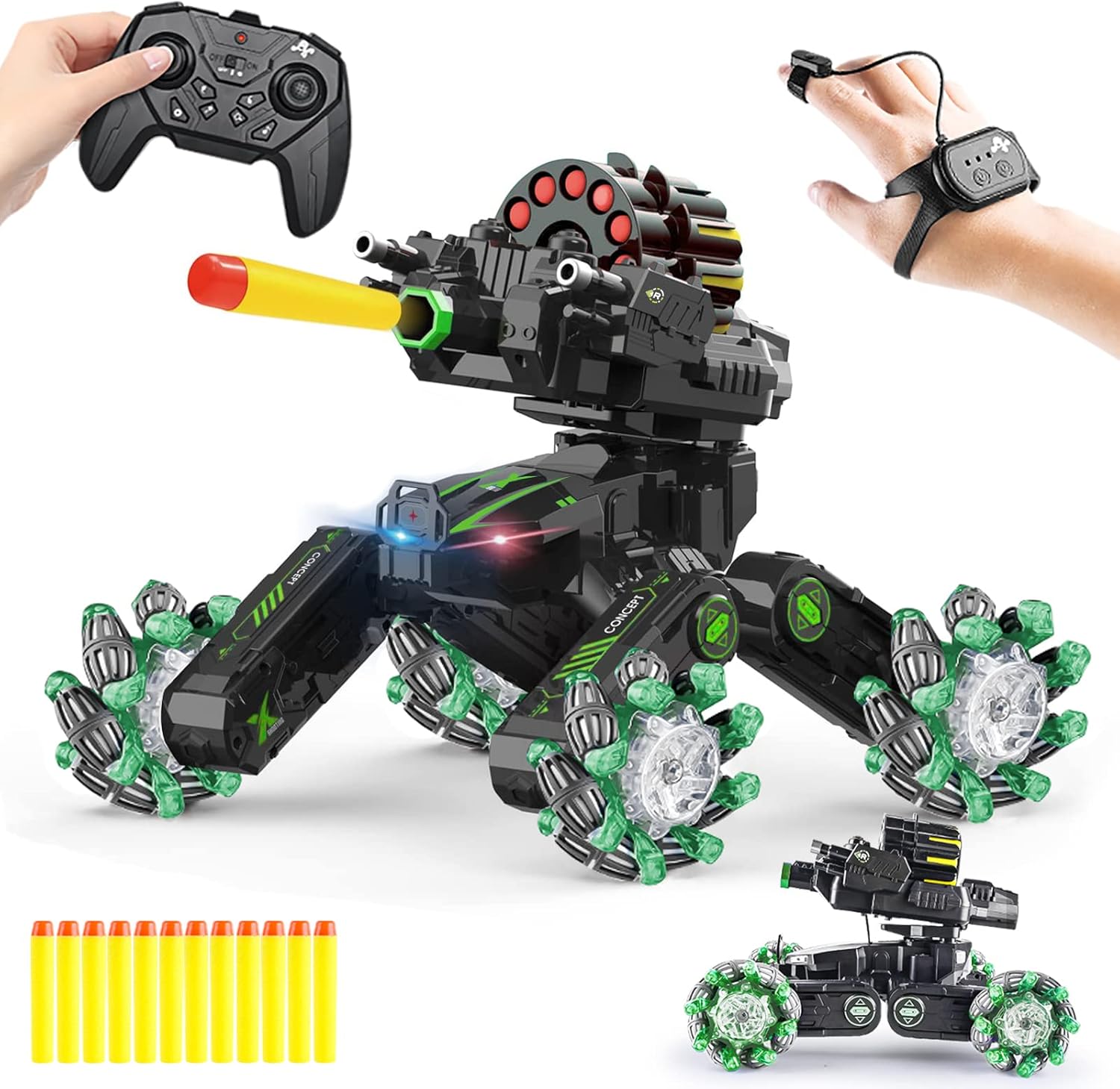 Amazon.com: Kjyapoe RC Tank Car with Soft Bullet Remote Control Stunt ...