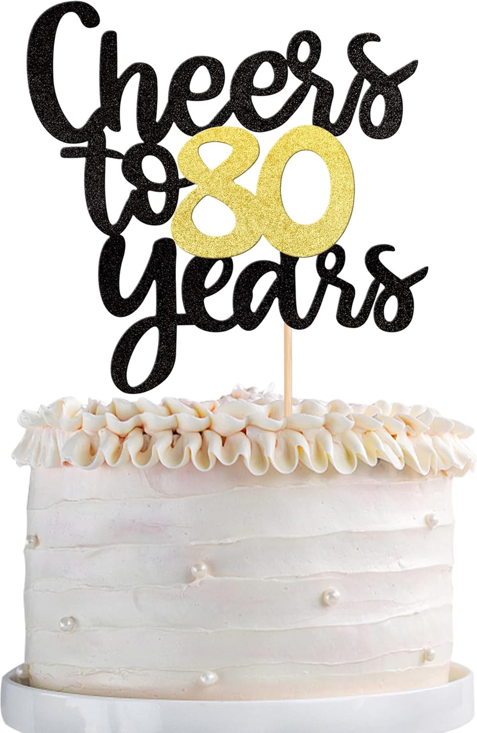 Amazon.com: 1 Pack Cheers to 80 Years Cake Topper Black and Gold ...