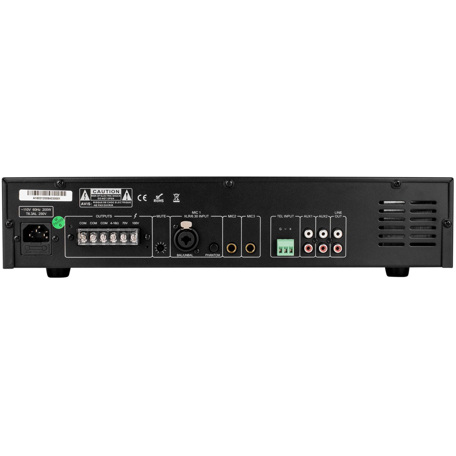 Snapklik.com : DA120R 120W 2U Rack Mount PA Mixer-Amplifier 70V/100V/4 ...