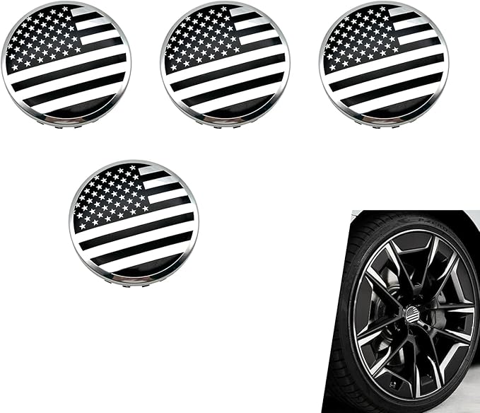 Amazon.com: Bawkars 4 PCS Chevy 83mm Wheel Center Caps, American Flag ...
