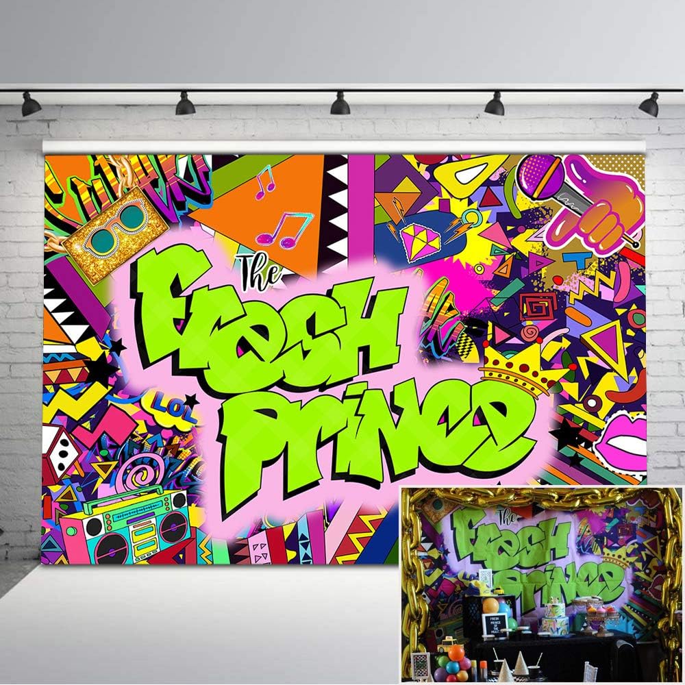 Amazon.com : Lofaris Fresh Prince Backdrop White Brick Wall Neon Splash ...
