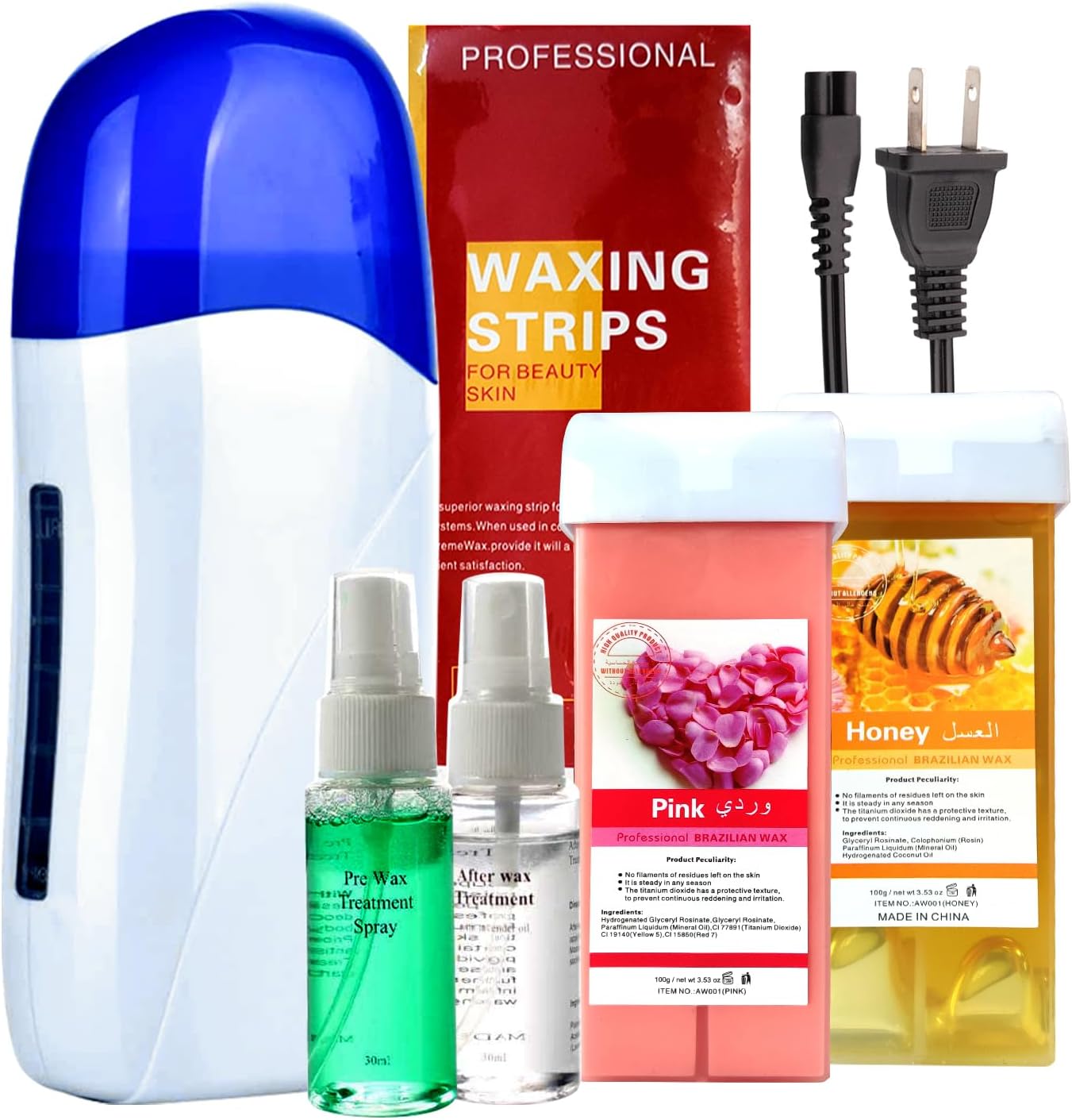 Amazon.com : LAYWON Roll On Wax Kit for Hair Removal - Complete Waxing ...