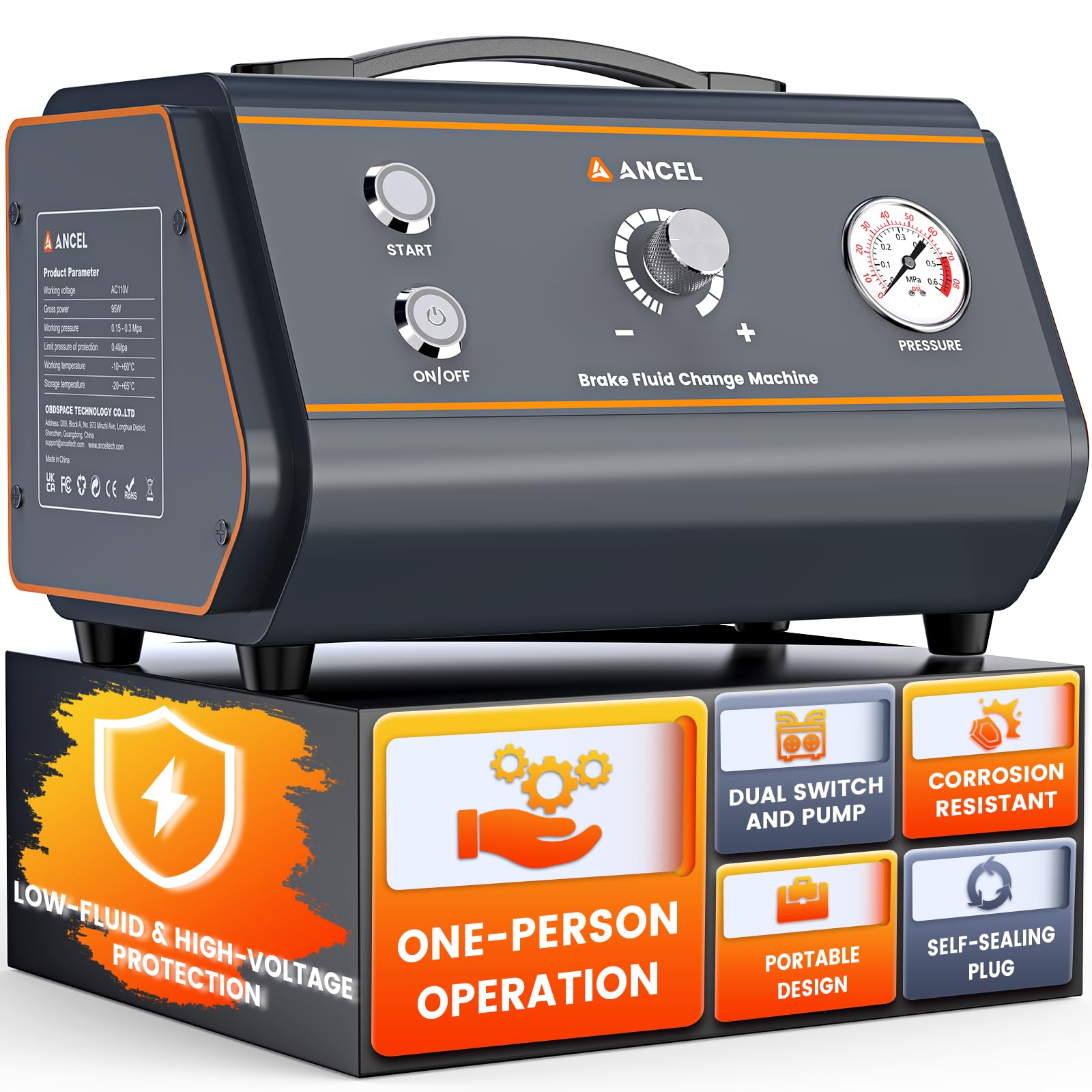 Snapklik.com : ANCEL BR1000 Brake Bleeder Kit, 02MPa Automotive Brake ...