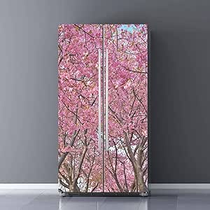 Amazon.com: Self Adhesive Vinyl Refrigerator Wrap Set Cherry Blossom ...
