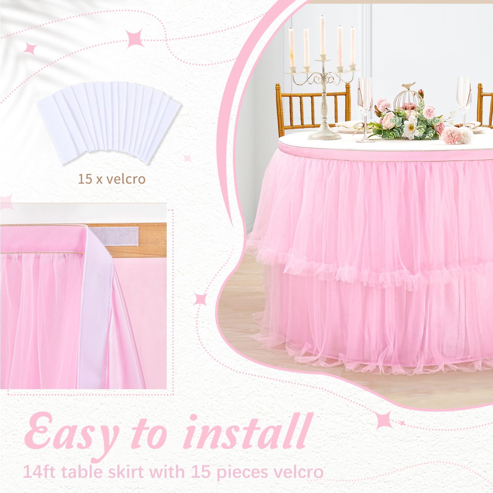 Snapklik.com : 14ft Tulle Table Skirt Pink Fluffy Tutu Table Skirting ...