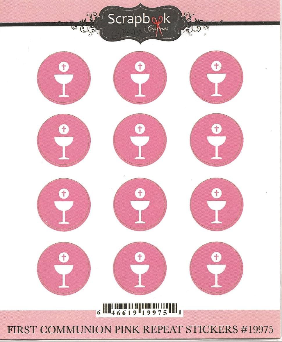 Amazon.com: First Communion Pink Repeat Scrapbook Stickers (19975 ...