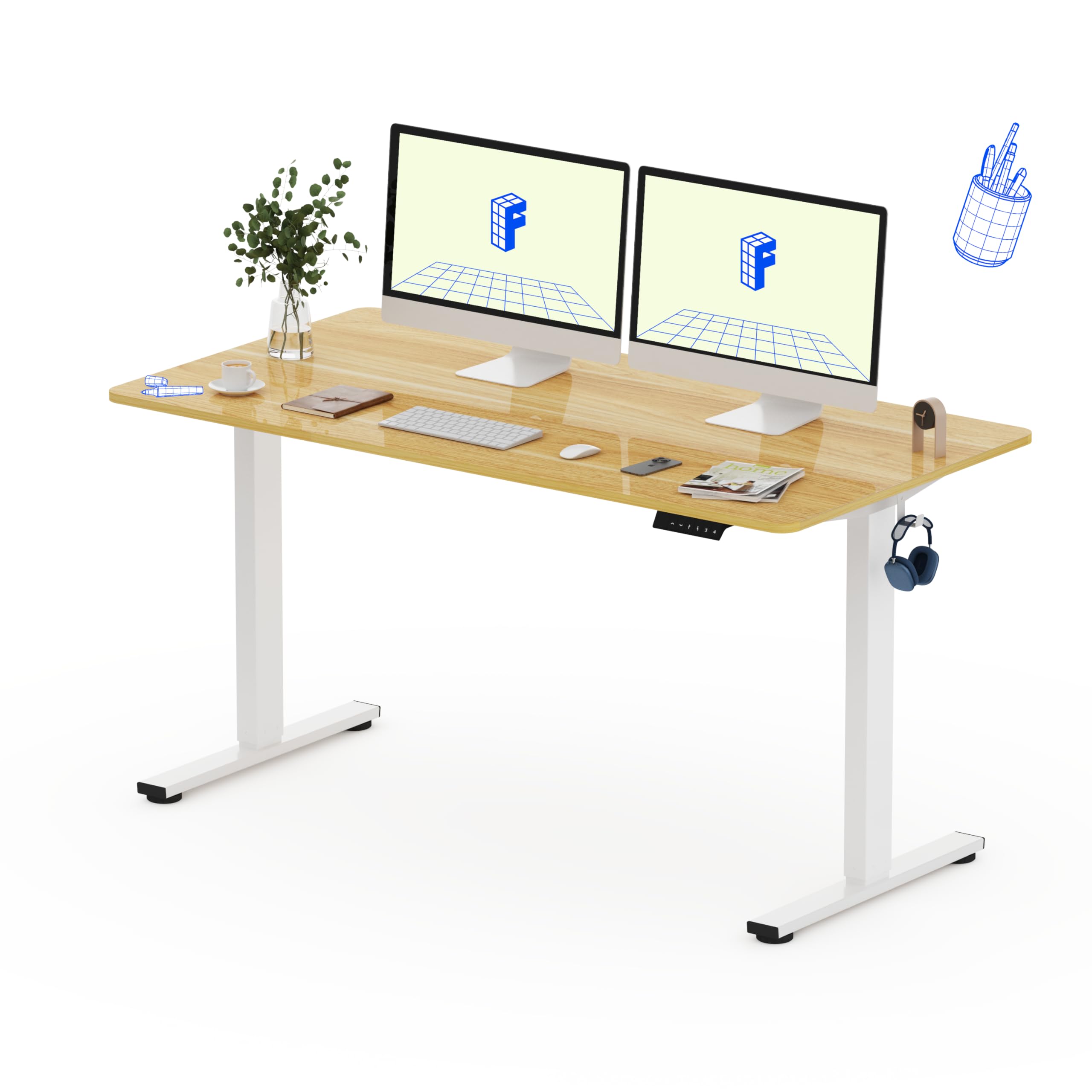 FLEXISPOT 140x80cm Electric Standing Desk Height Adjustable Desk ...