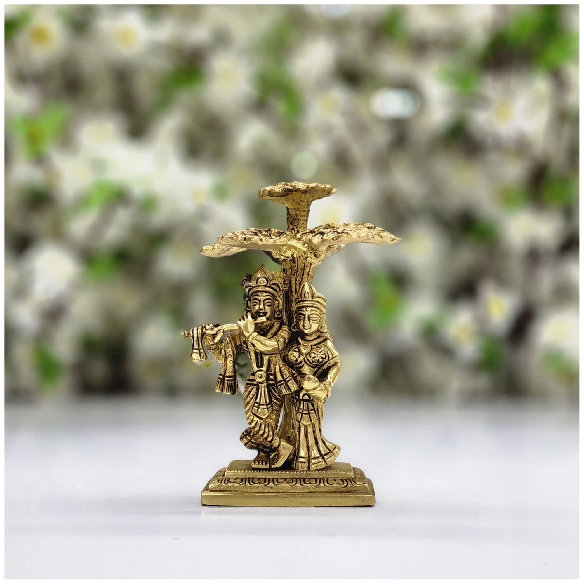 Buy AtoZ India Cart Radha Krishna Statue in Brass Radha Krishna Under a ...