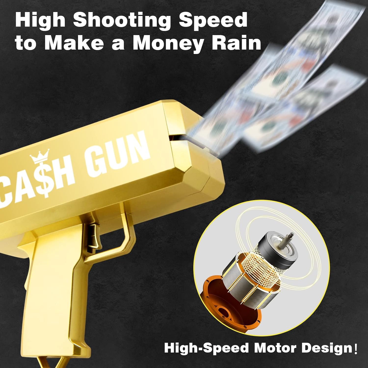 Buy Cash Cannon Money Shooter Gun 201 PCS Fake Money, Make it Rain Gold ...