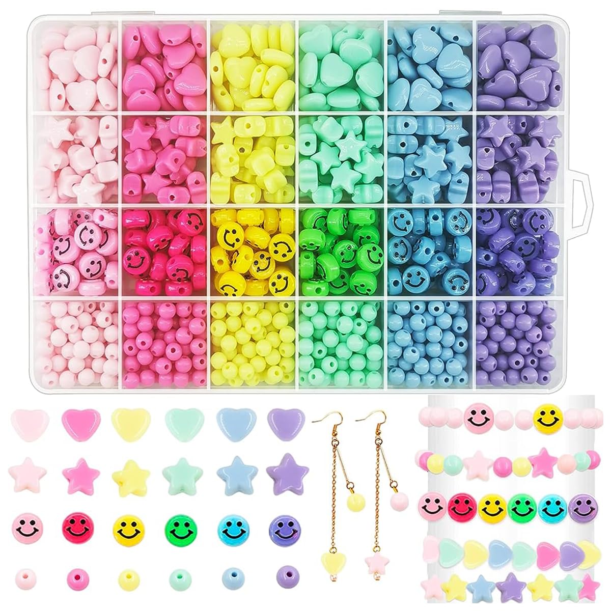 SANNIDHI® 680pcs Beads for Jewellery Making, Candy Color Acrylic Beads ...