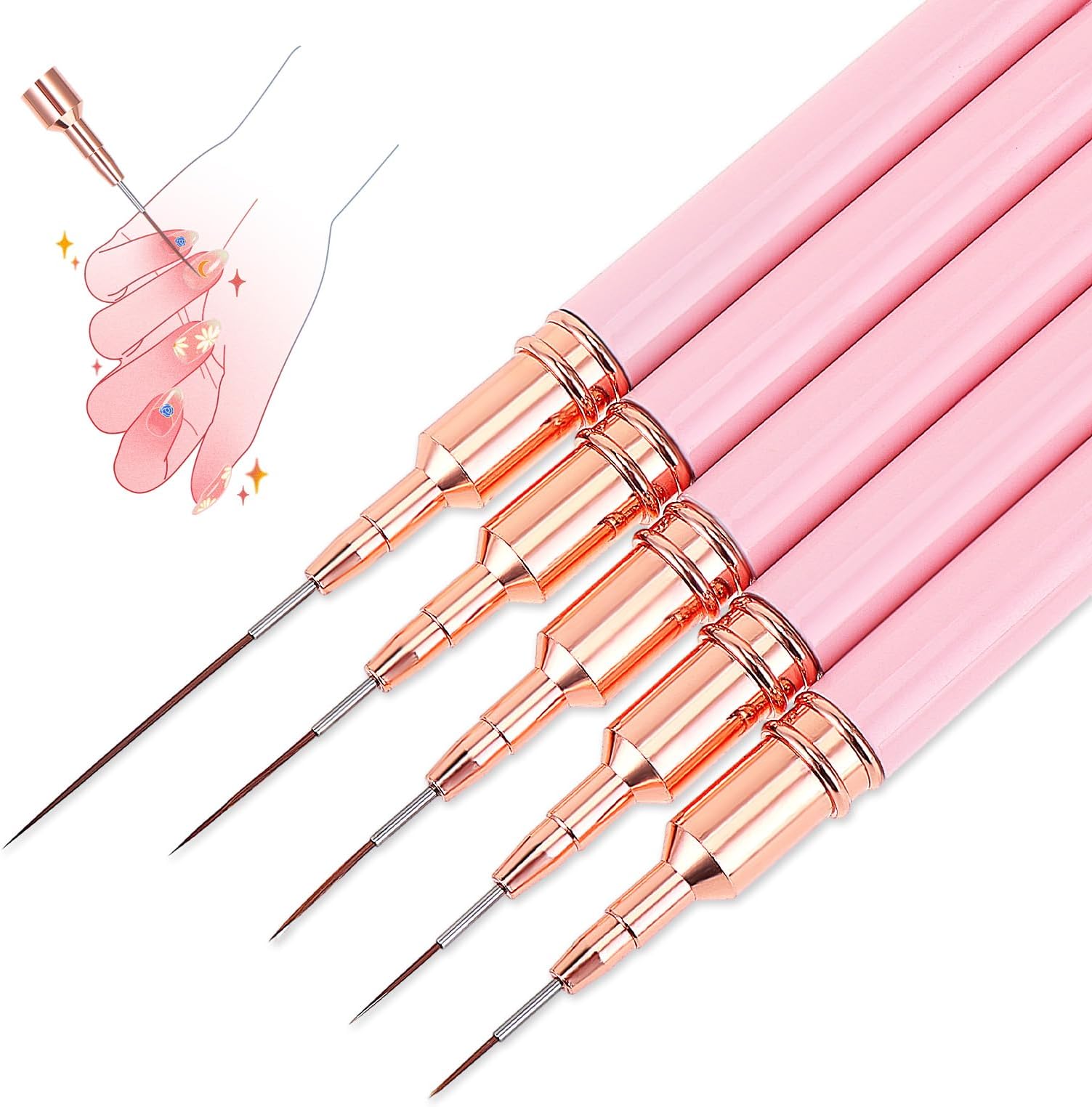Amazon.com : 5Pcs Nail Art Liner Brushes,Liner Brush For Nails,Nail Art ...