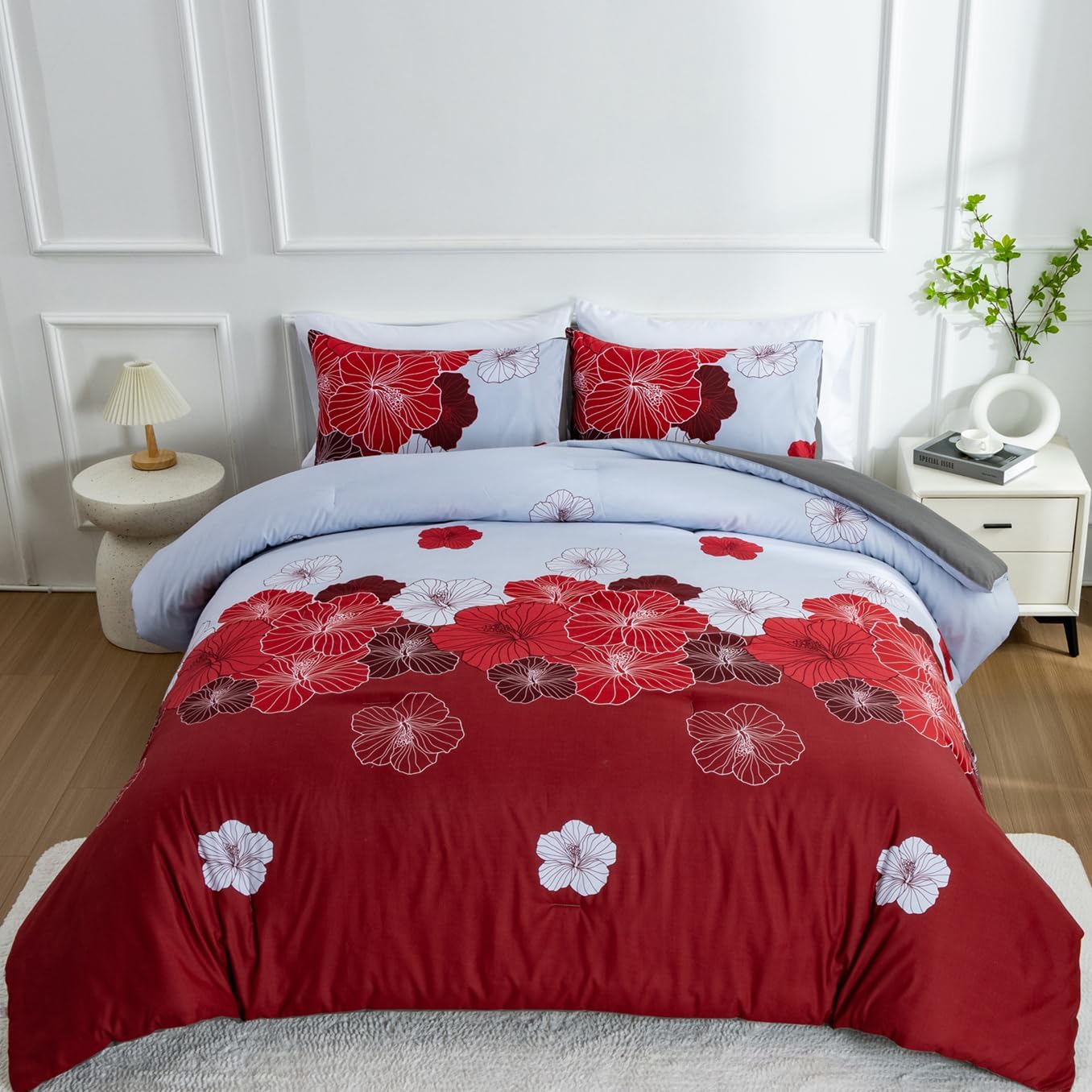 Amazon.com: Aimuan Flowers Comforter Sheet Set Bed in a Bag 3 Pieces ...