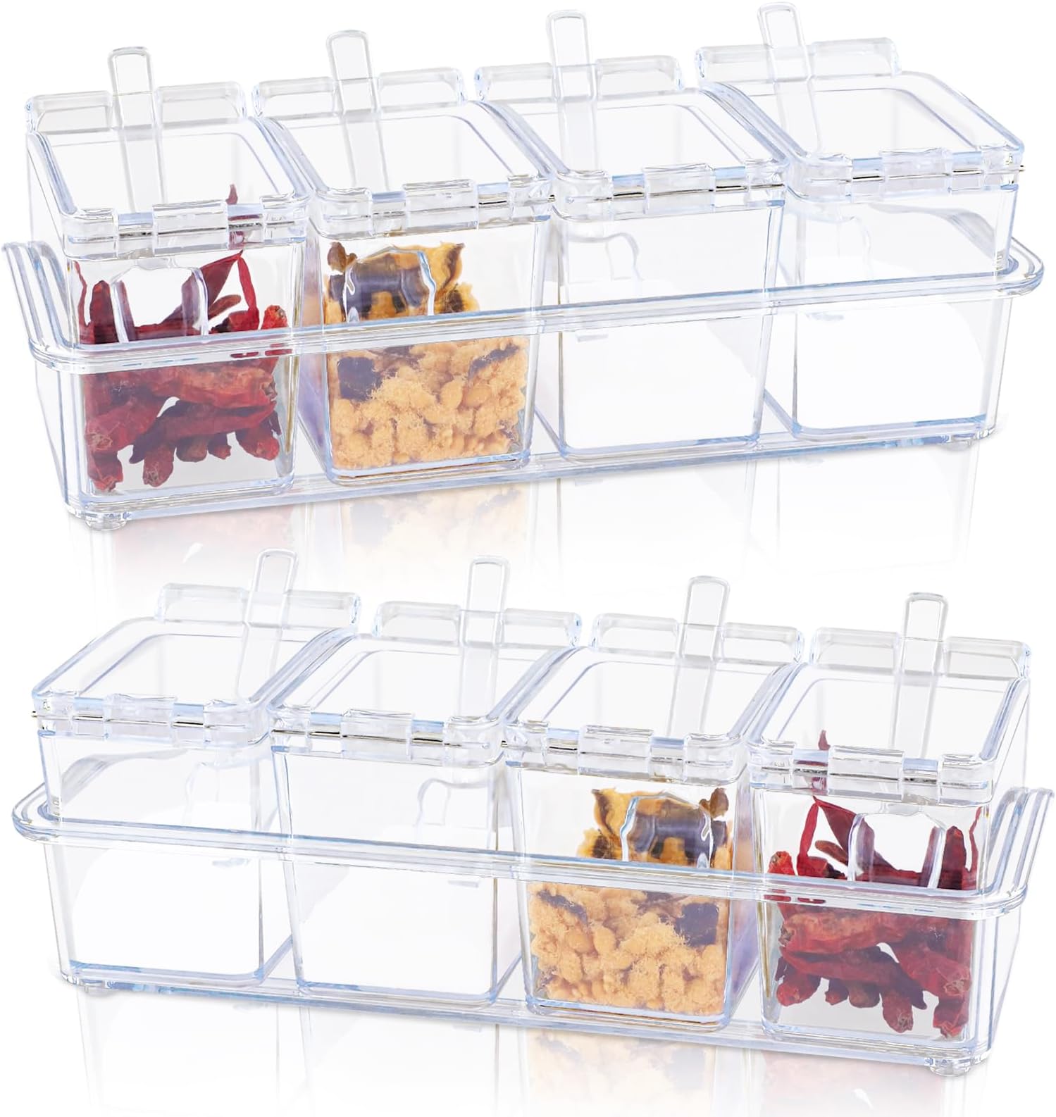 QIQN Clear Seasoning Box Acrylic Condiment Jars Storage Container Set ...