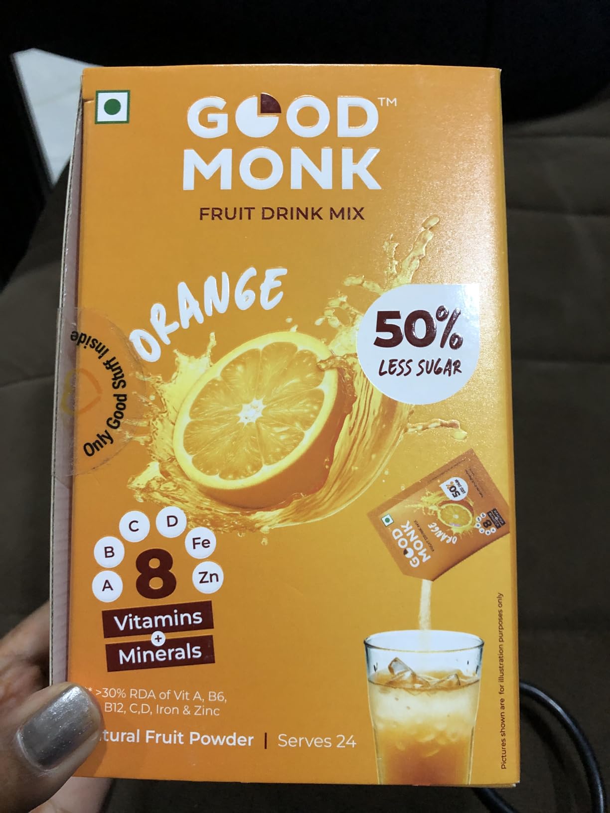 Good Monk Fruit Drink Mix (Natural Orange Powder), 50% Less Sugar with ...