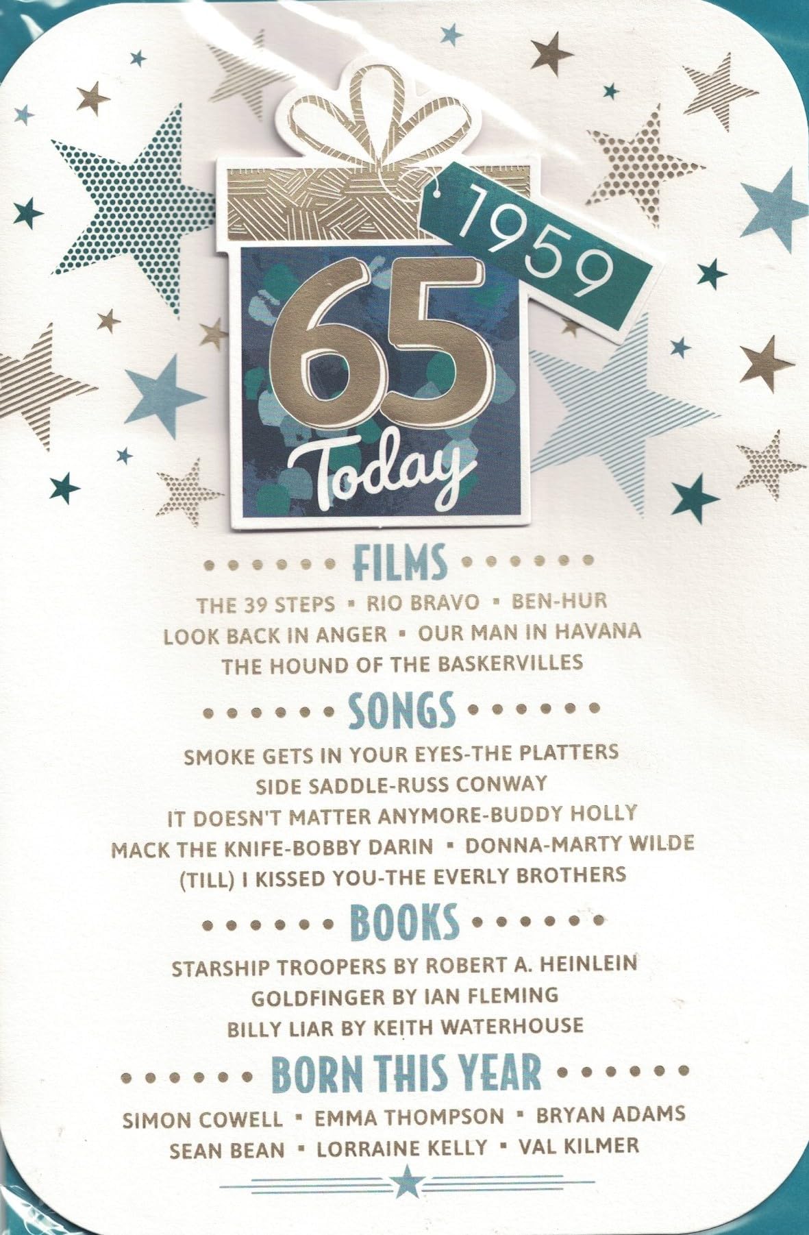 OCCASIONS EXPRESS 2024 AGE 65 65TH YEAR YOU WERE BORN BIRTHDAY CARD ...