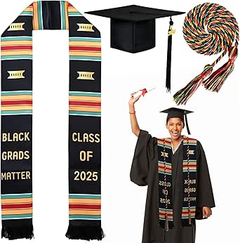 Amazon.com: 3 Pcs 2025 Graduation Stole Black Girl Kente Stole Set ...