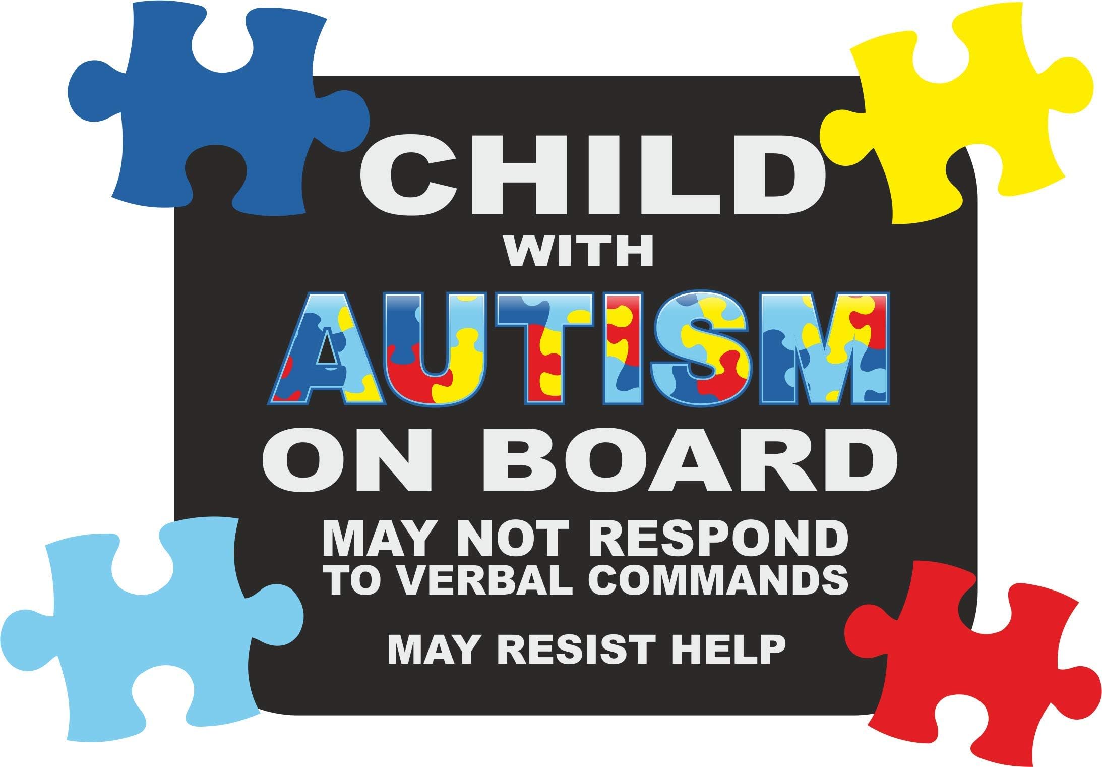 Child with Autism On Board Safety Sticker - Autism Awareness Printed ...