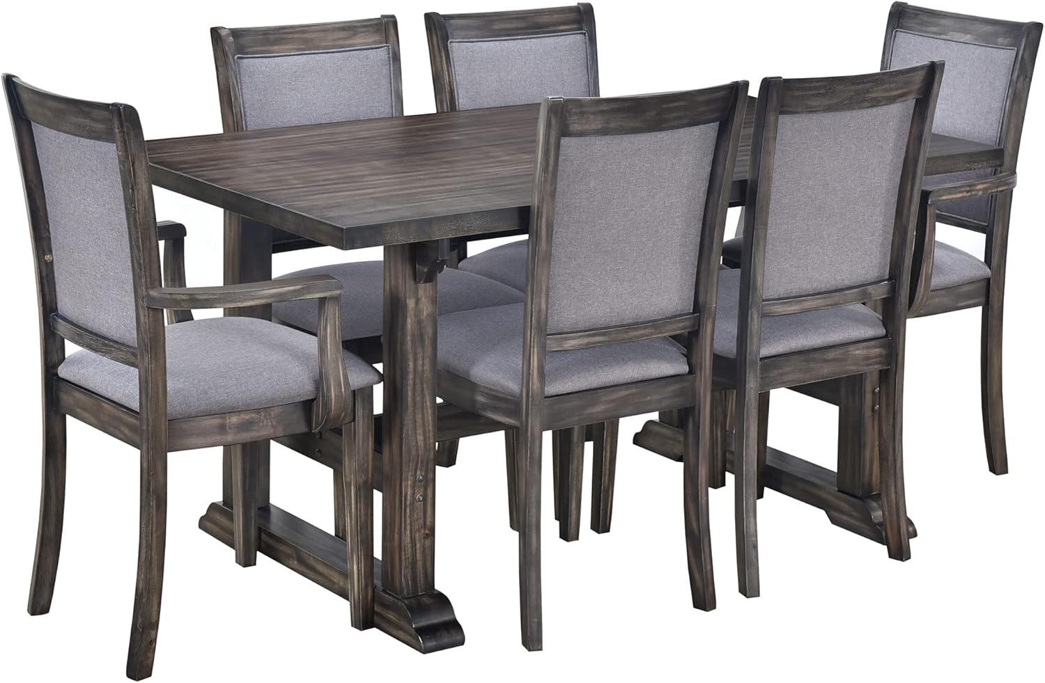 Amazon.com - SPOFLYINN 7-Piece Kitchen Set Wooden Rectangular Dining ...