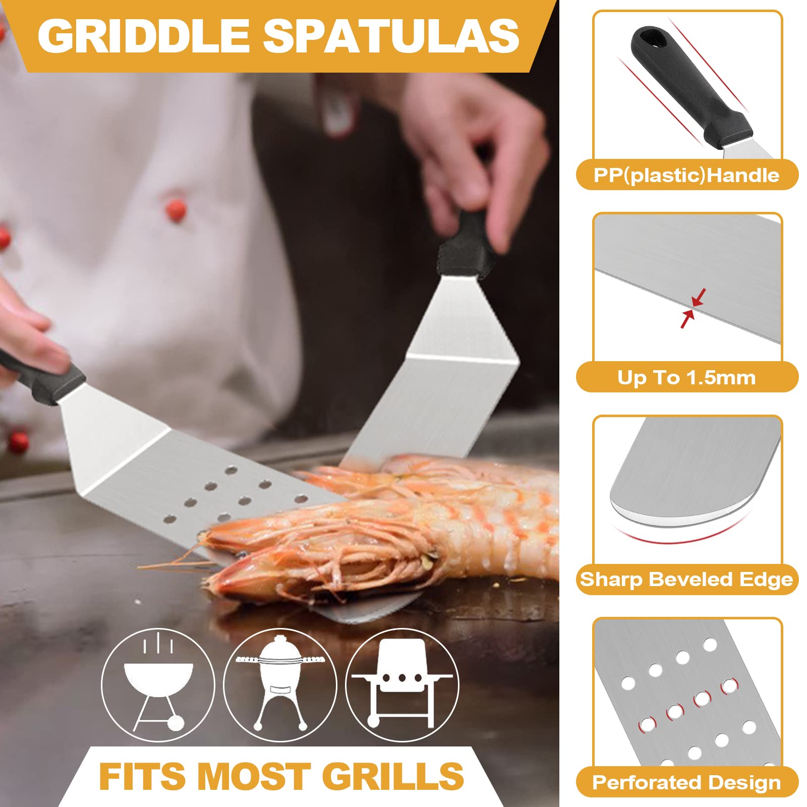 Snapklik.com : Griddle Accessories Kit Of 5, Heavy Duty Metal Spatula ...