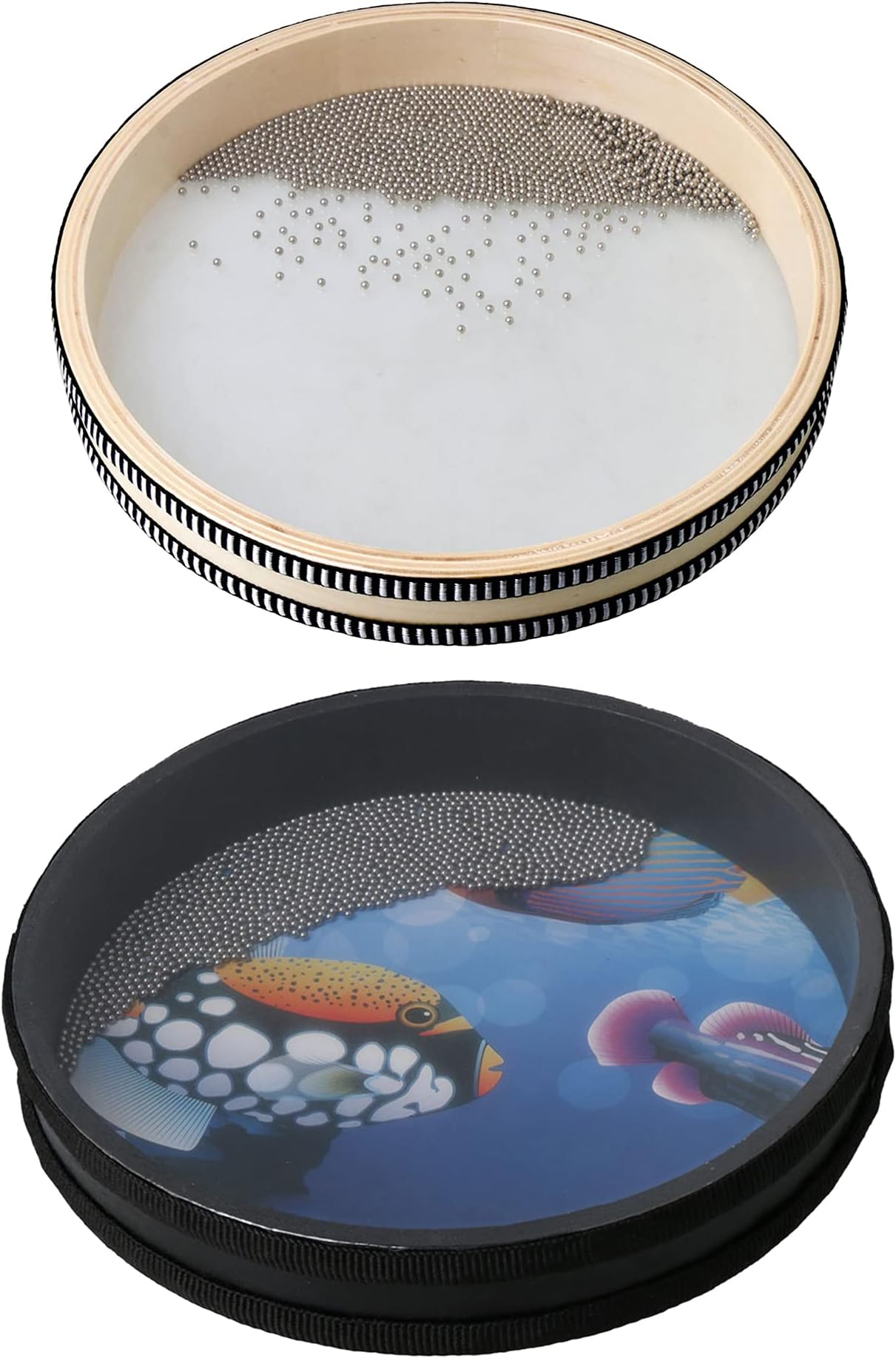 Bstinay 2PCS 10Inch Wooden Ocean Drum Hand Percussion Wave Bead Sea ...