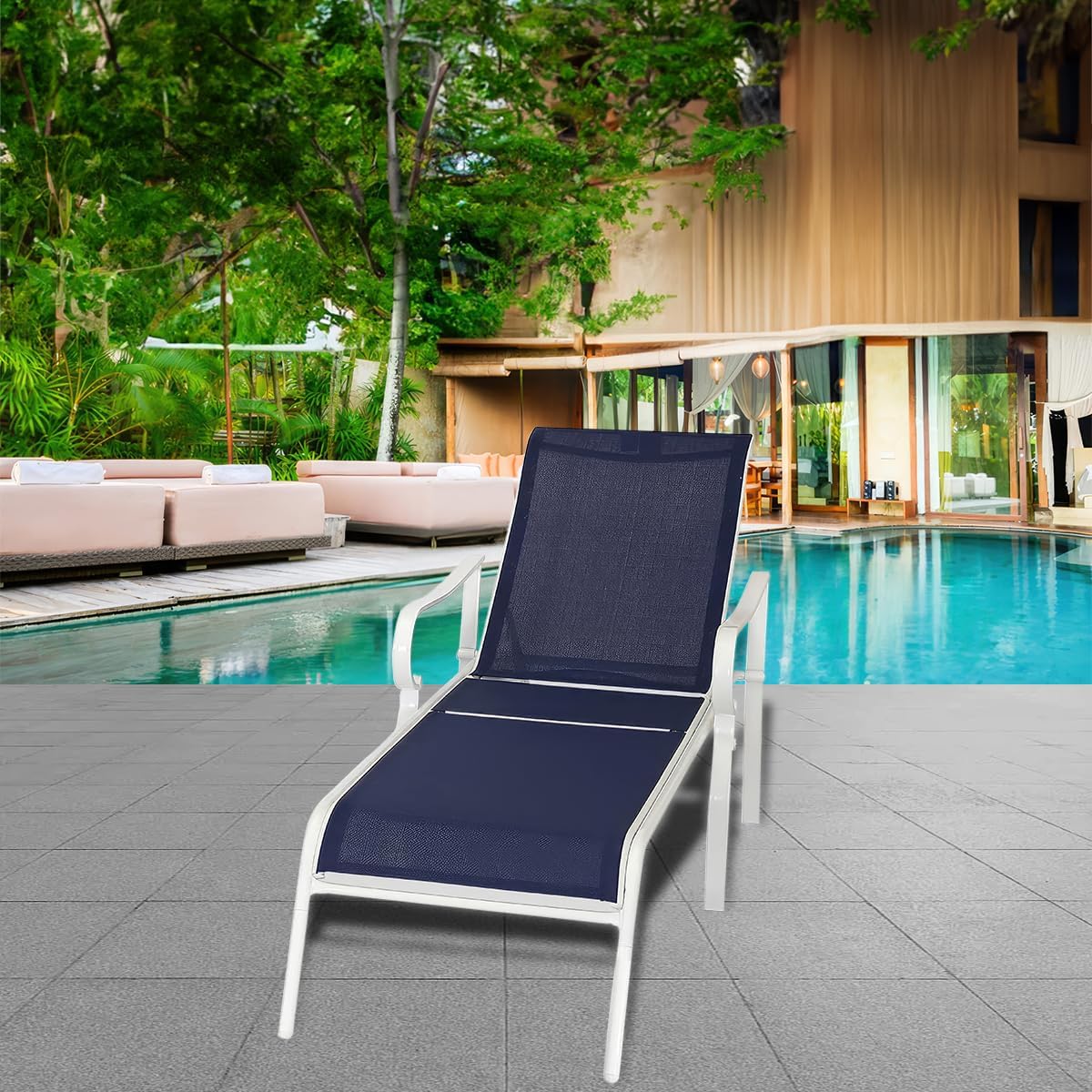 Amazon.com: yoyomax Chaise Lounge Outdoor w/Adjustable Back in 5 ...
