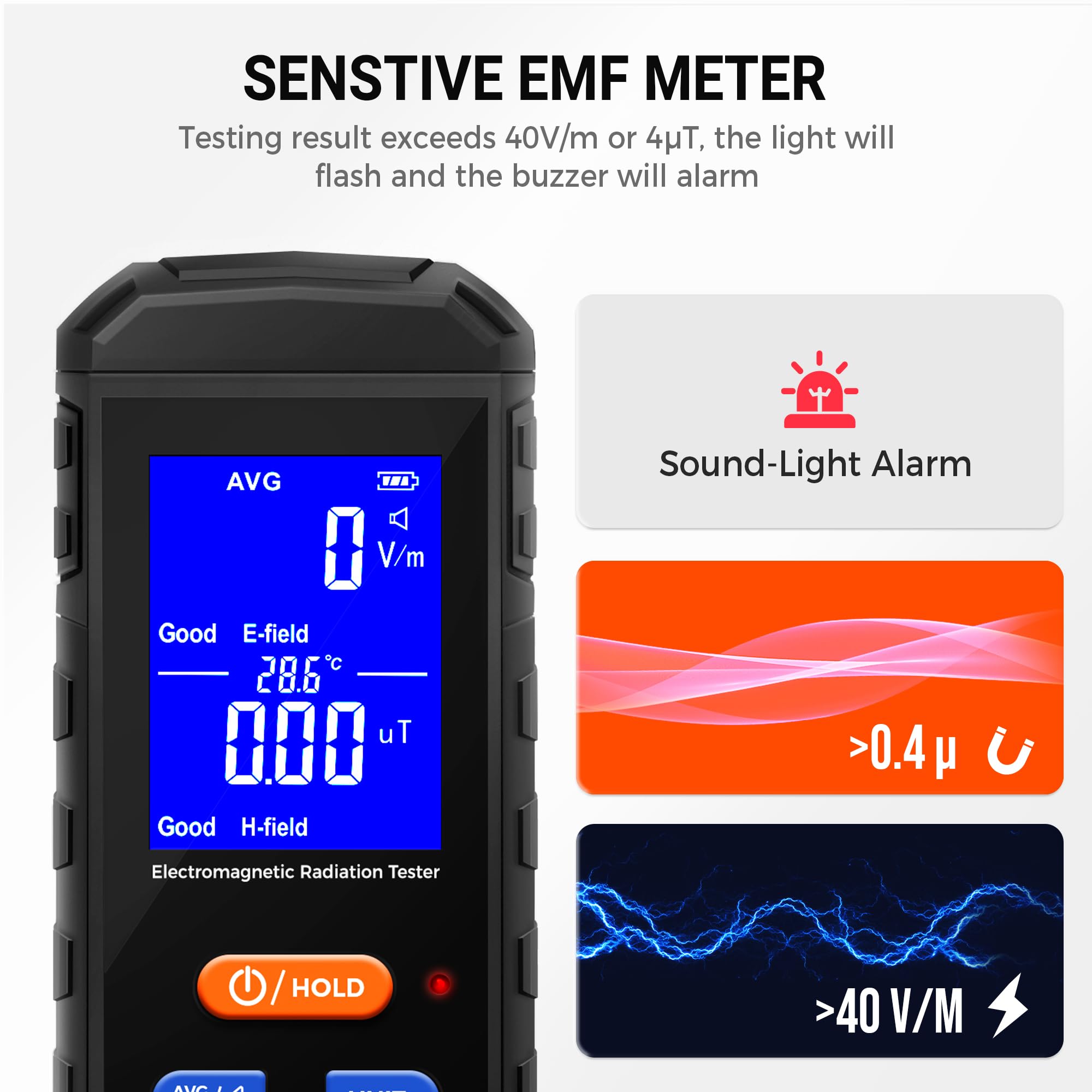 Snapklik.com : High-Precision EMF Meter - Rechargeable Handheld ...