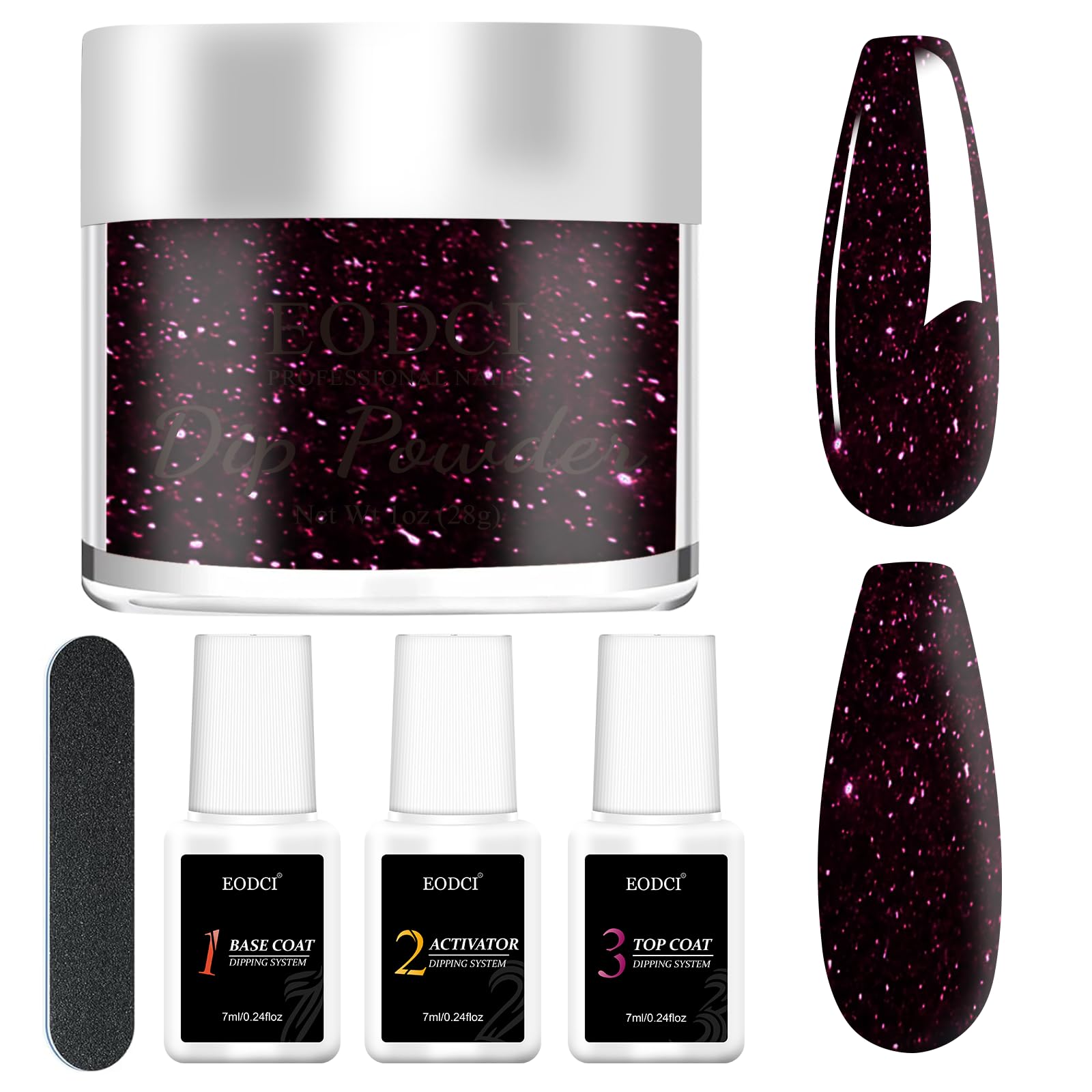 Amazon.com: EODCI Dip Powder Glitter Wine Red Starter Kit, Red Dip ...