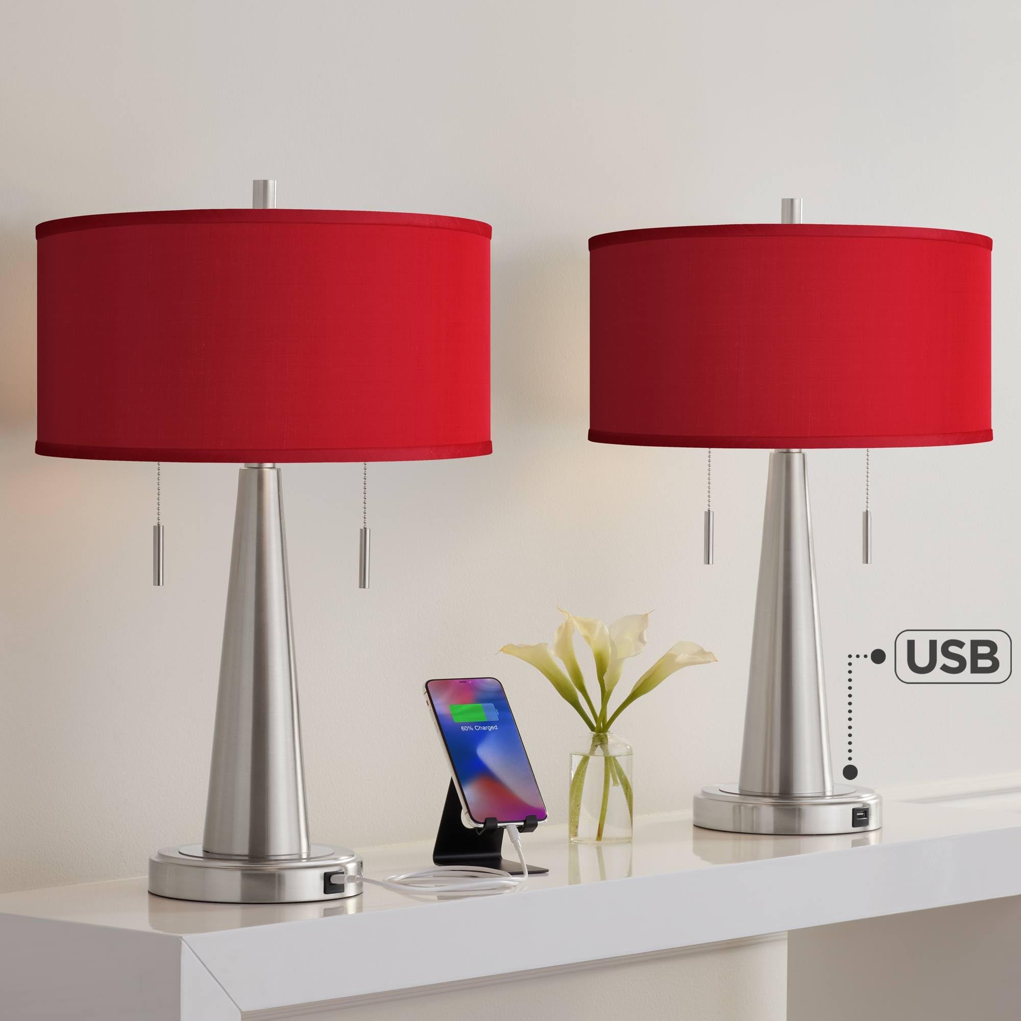Possini Euro Design Robbie Modern Table Lamps 25.5" High Set of 2 with ...