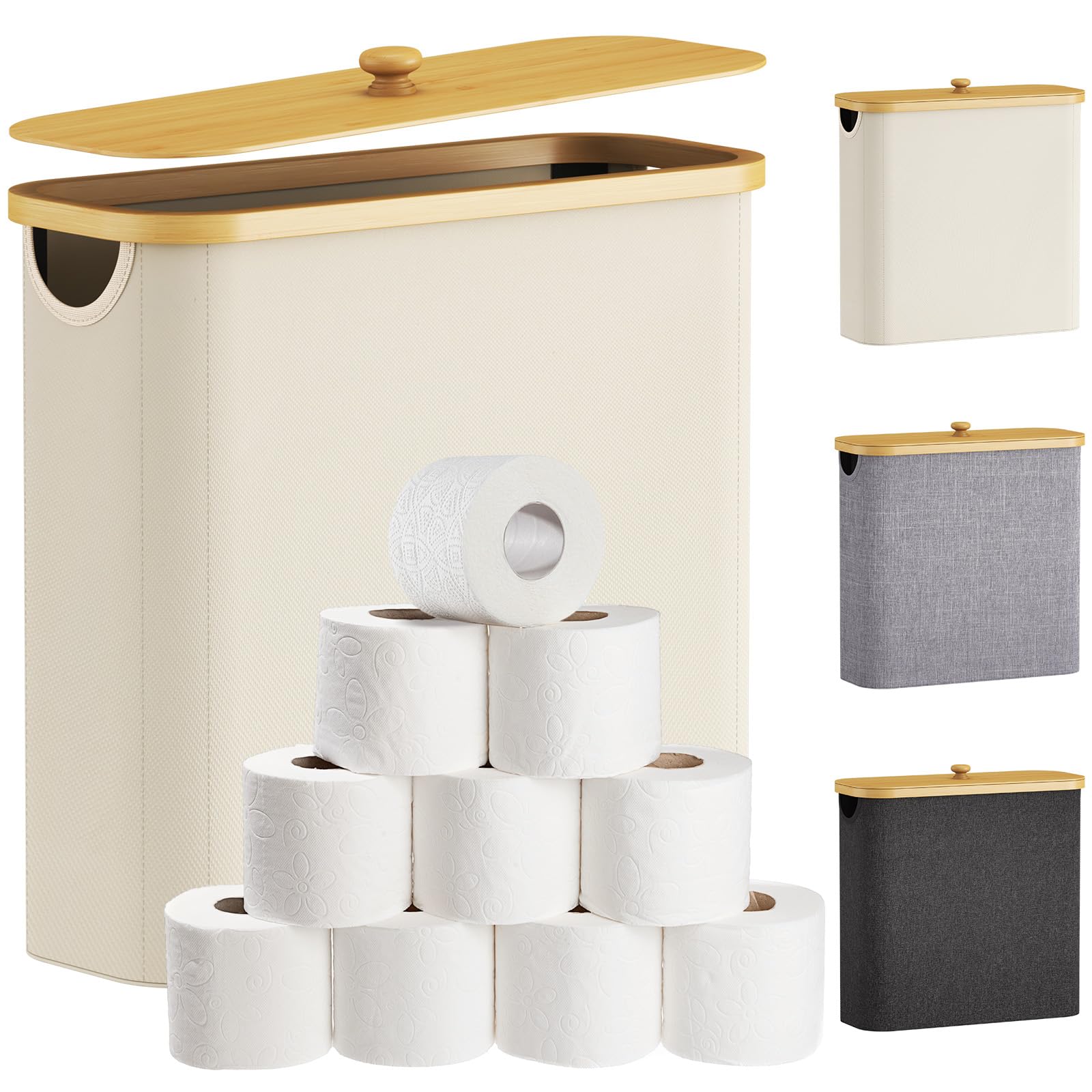 Lifewit 12 Rol 30L Toilet Paper Storage Basket, Bamboo Toilet Paper ...