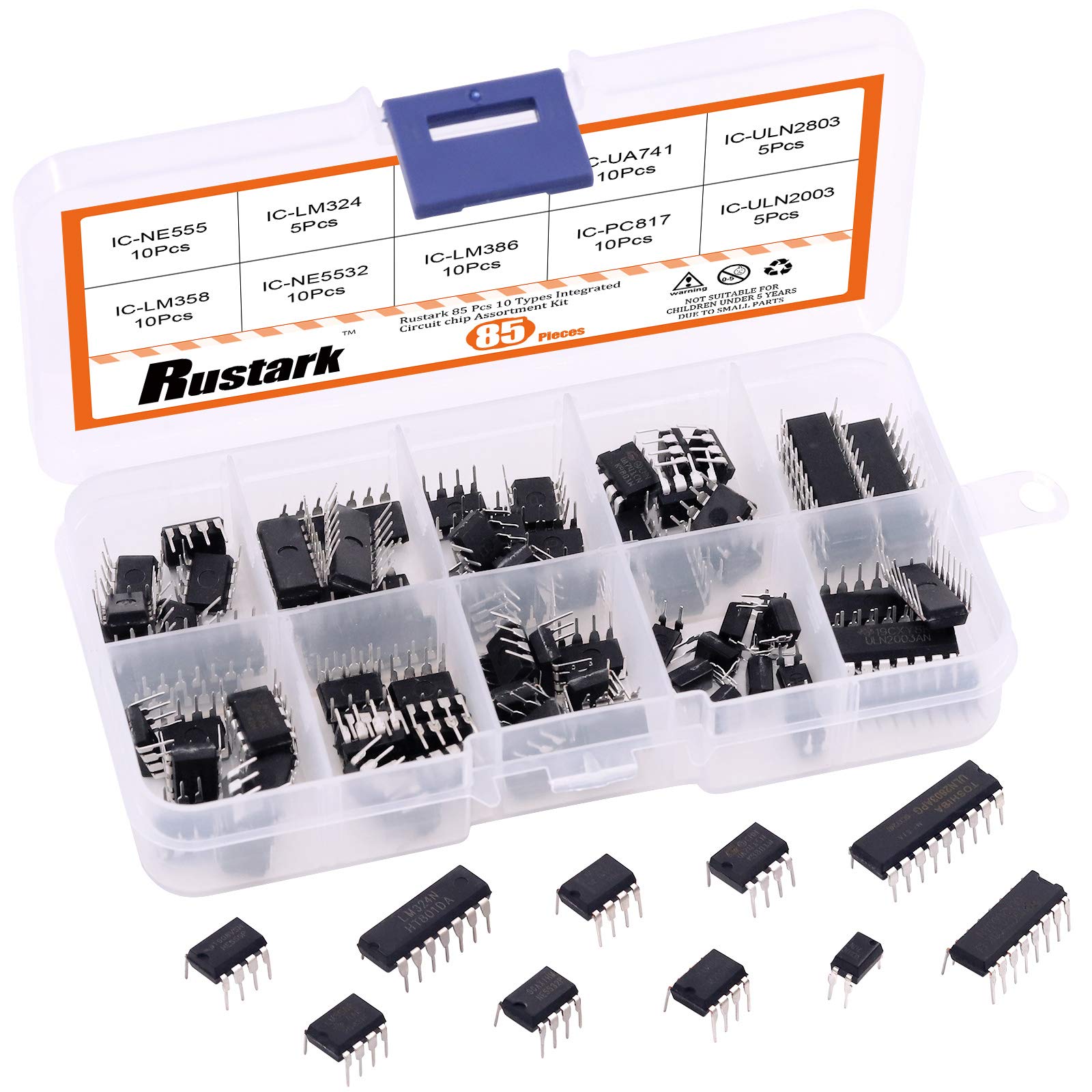 Snapklik.com : Rustark 85 Pcs 10 Types Integrated Circuit Chip ...