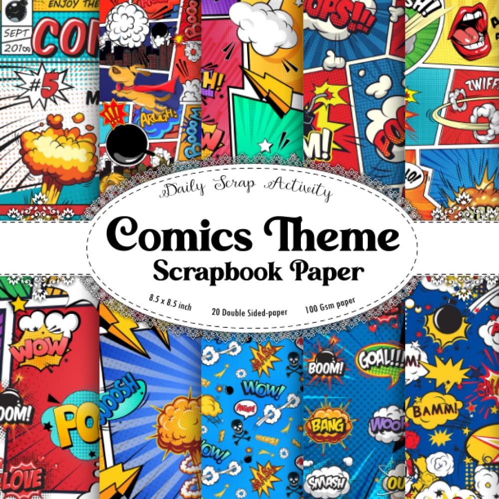 Comics Theme Scrapbook Paper: Comic Pattern Scrapbooking Paper, Junk ...