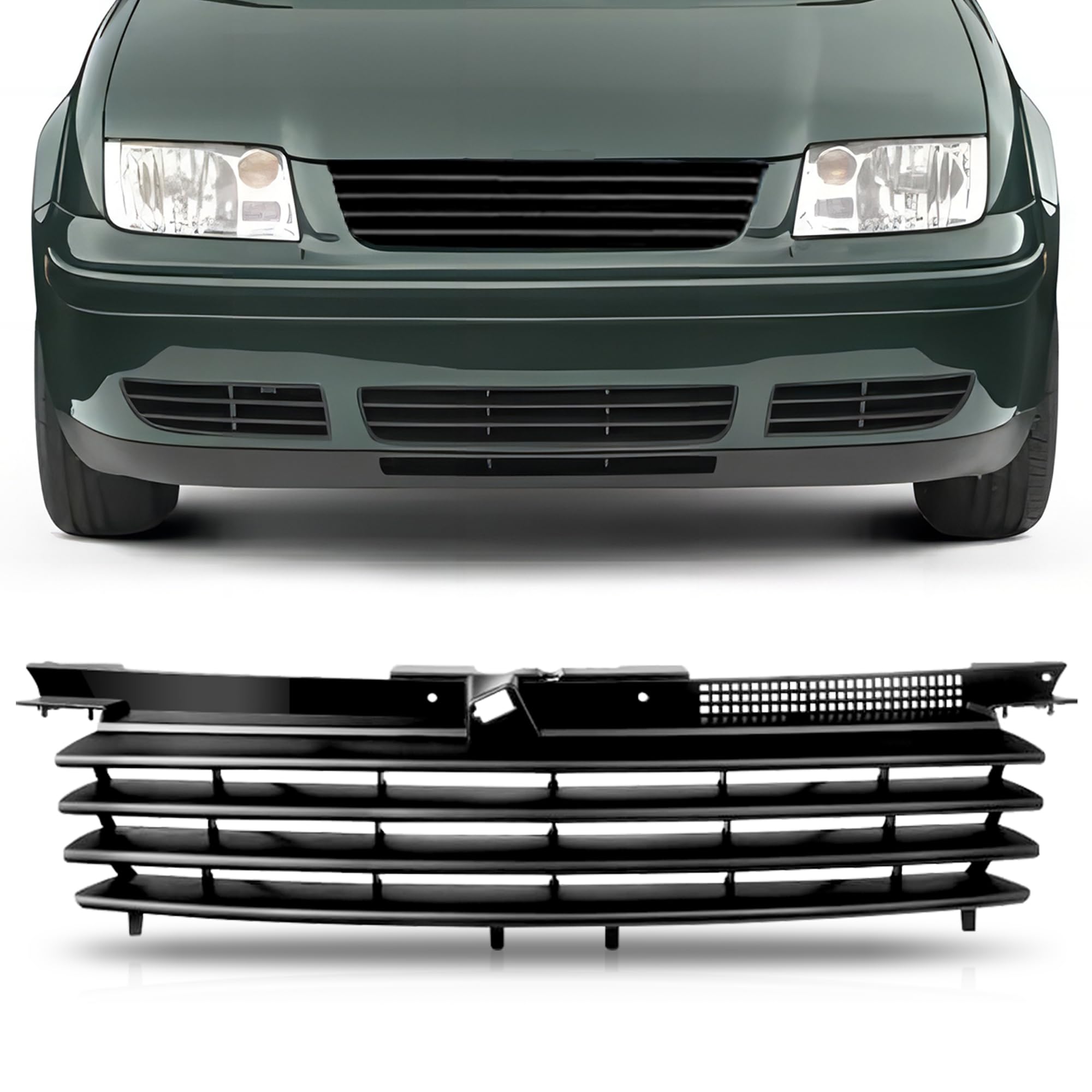 FITS FOR VW Golf MK4 Badgeless Debadged Mesh Sport Front Grill Black W ...